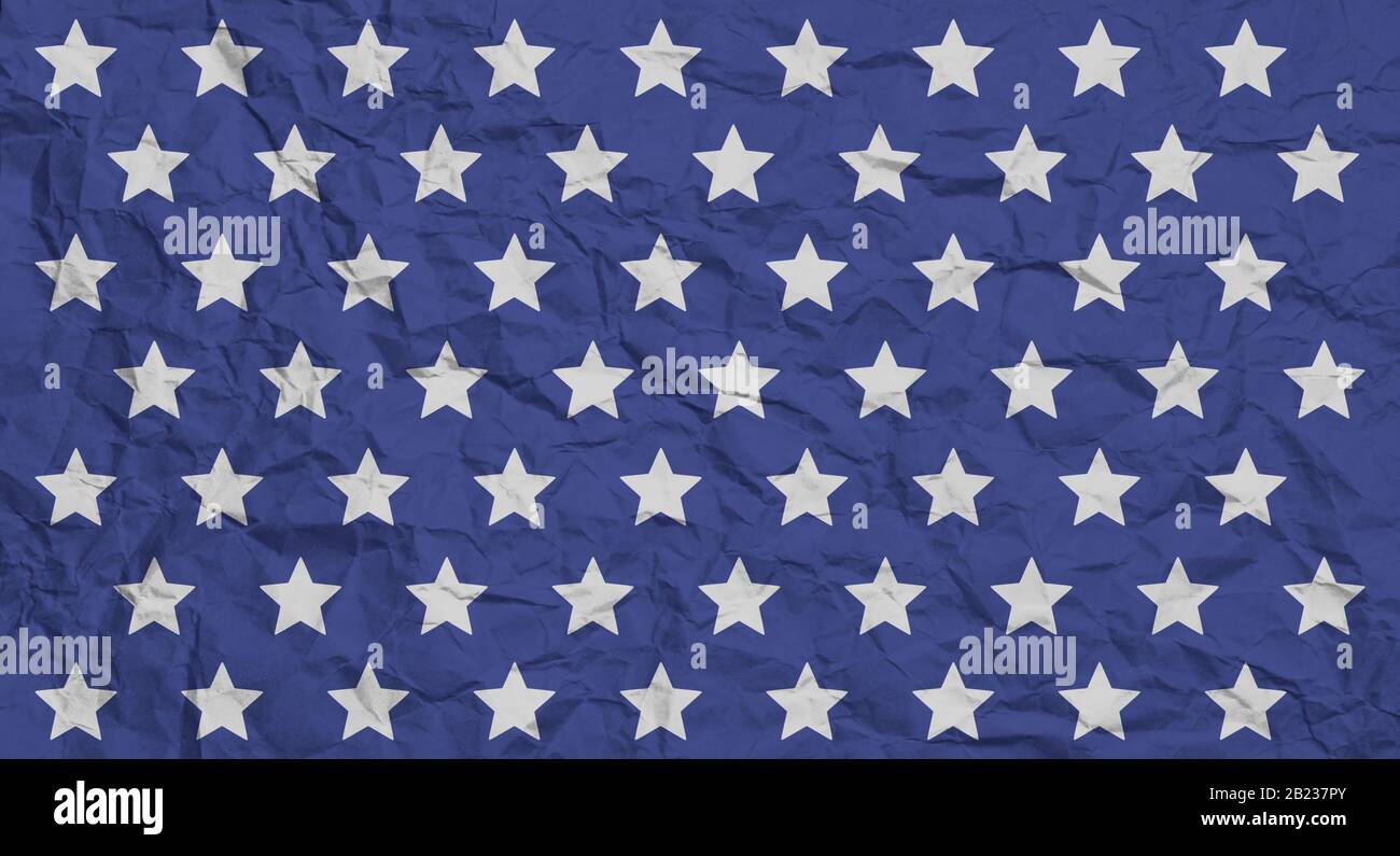 USA flag stars on blue crumpled paper background Stock Photo - Alamy