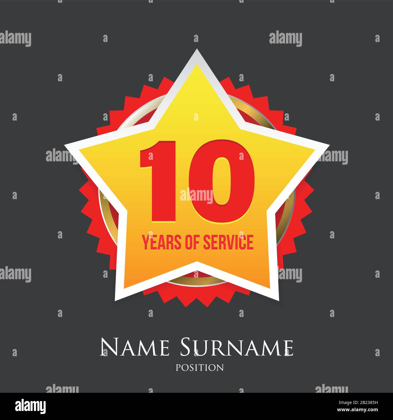 Ten years of service award badge Stock Vector Image & Art - Alamy