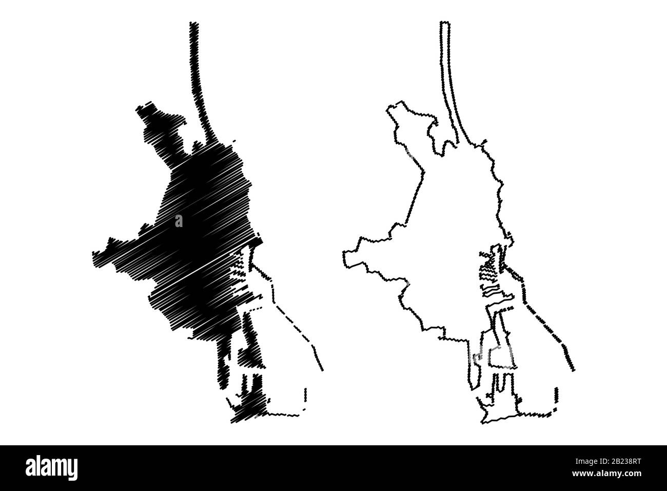 Constanta City (Republic of Romania) map vector illustration, scribble ...
