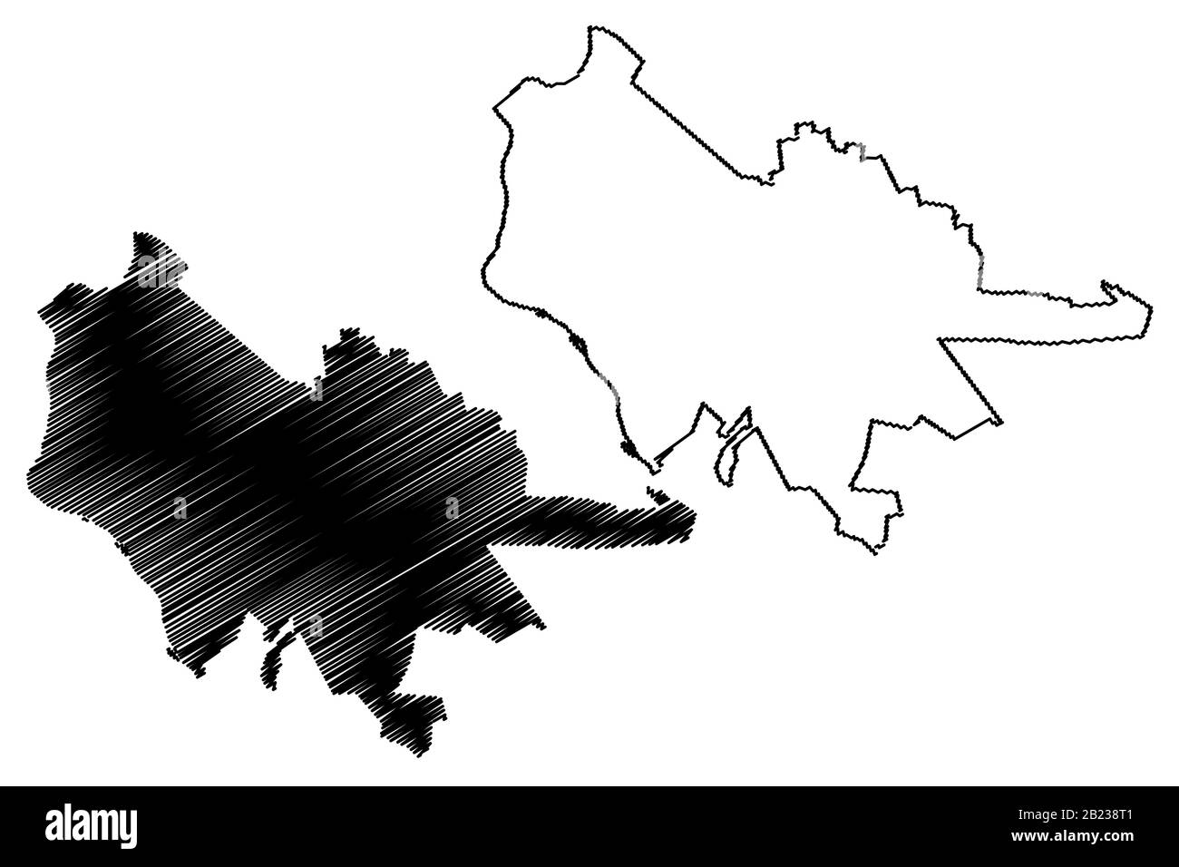 Craiova City (Republic of Romania) map vector illustration, scribble ...