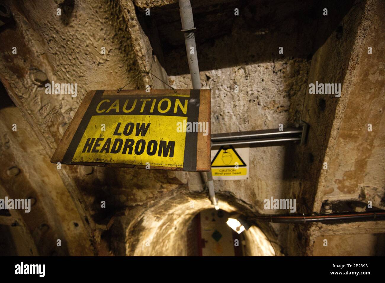 Caution Low Headroom warning sign - Hidden London tour of Moorgate tube ...