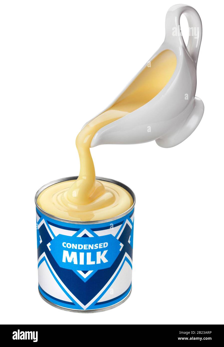 Pouring condensed milk isolated on white background Stock Photo - Alamy