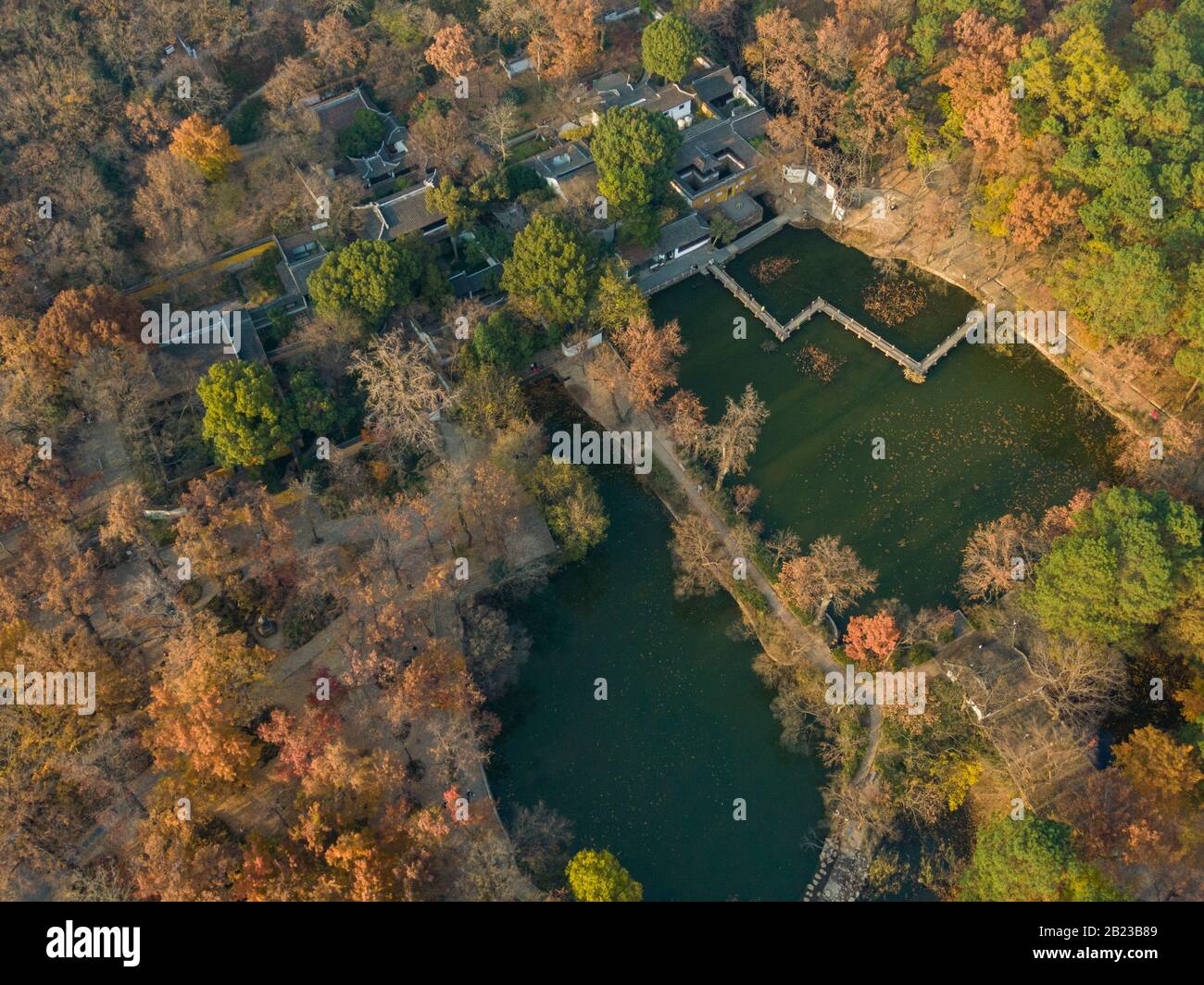 Aerial view of Tianping Shan (Tianping Mountain) during Fall/Autumn in ...