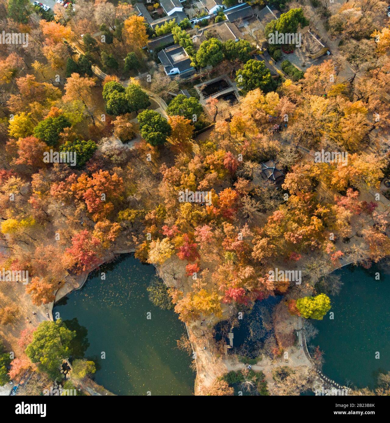 Aerial view of Tianping Shan (Tianping Mountain) during Fall/Autumn in ...