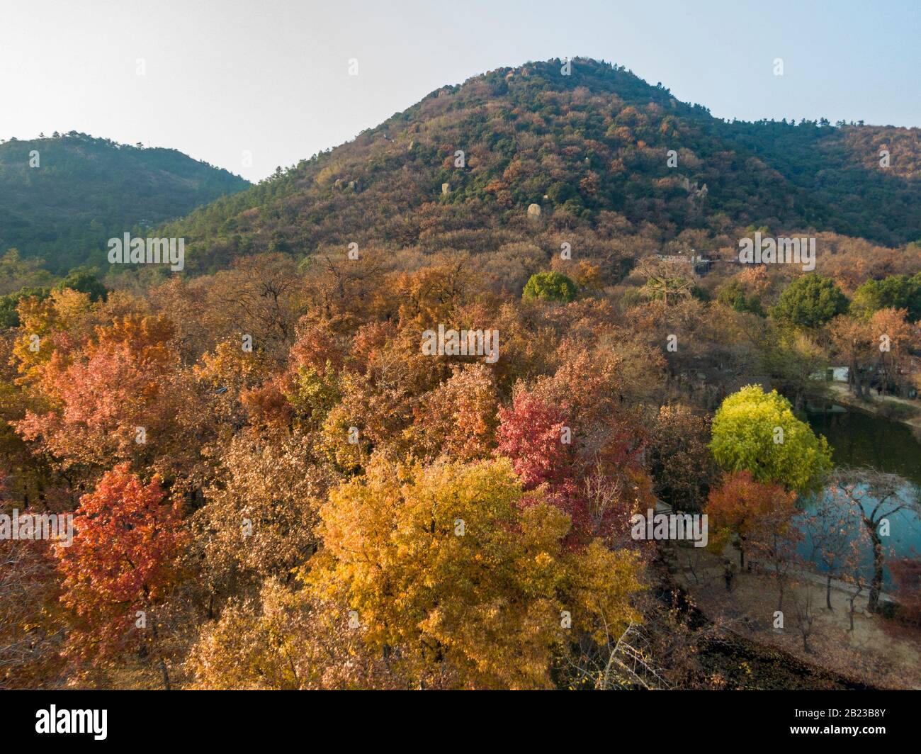 Aerial view of Tianping Shan (Tianping Mountain) during Fall/Autumn in ...