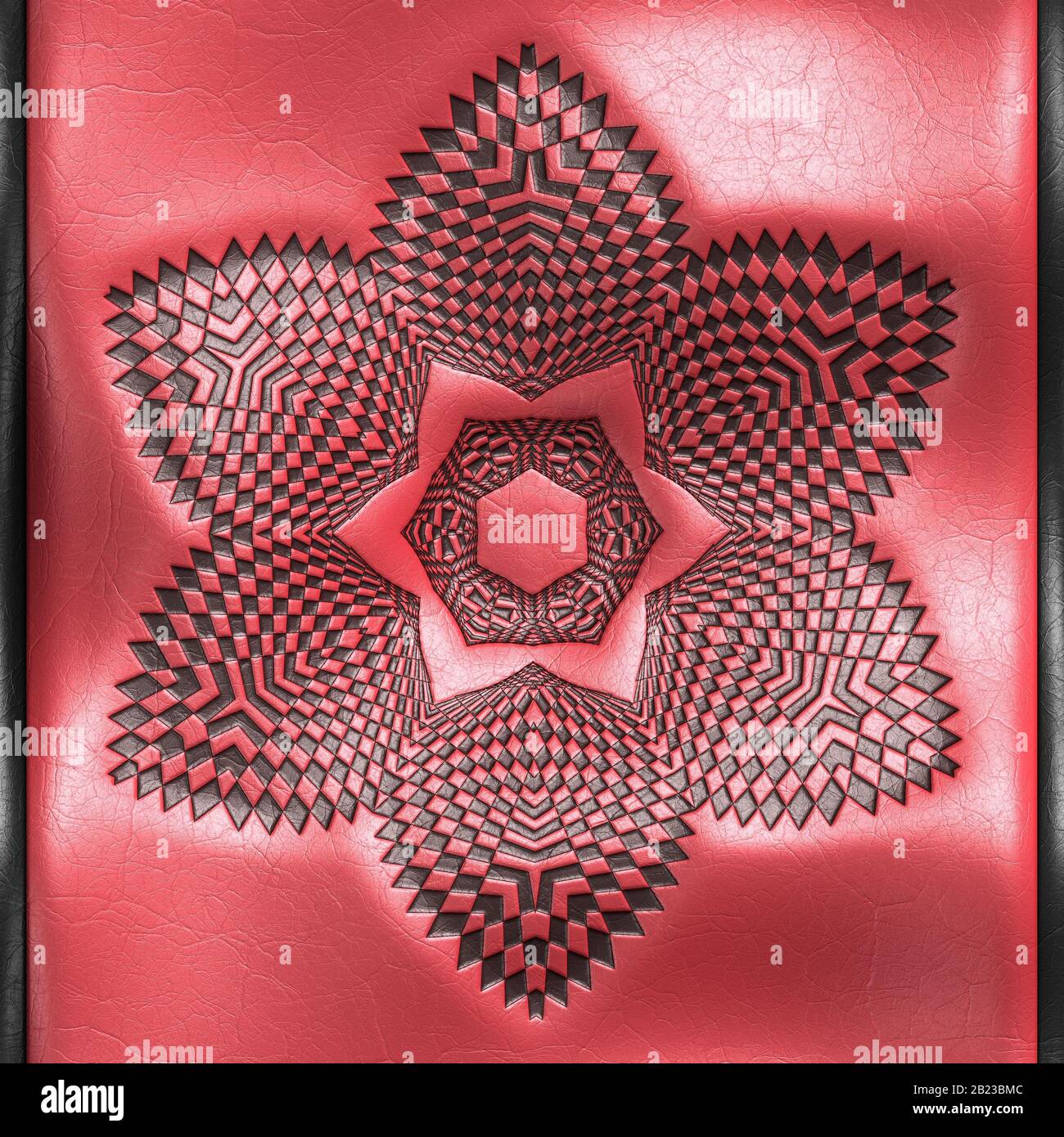 Leather tile with embossed optical illusion Stock Photo - Alamy