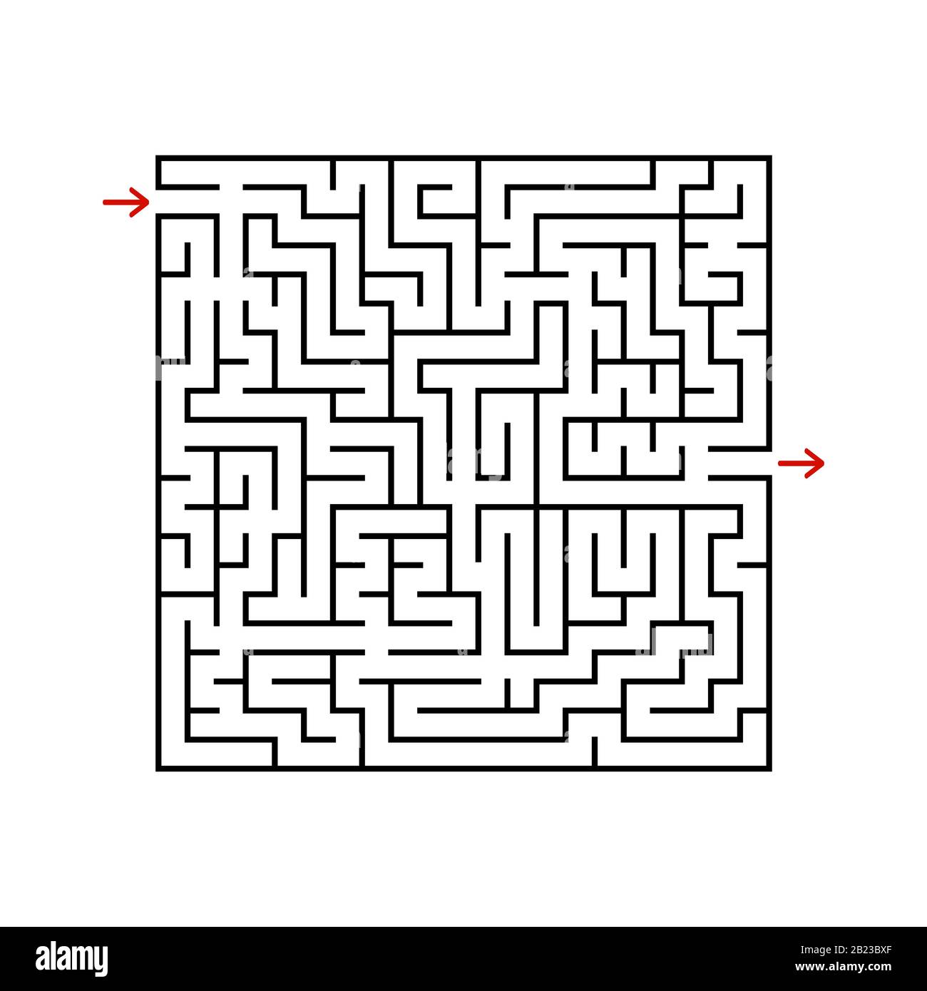 Black square maze with entrance and exit. A game for children and ...