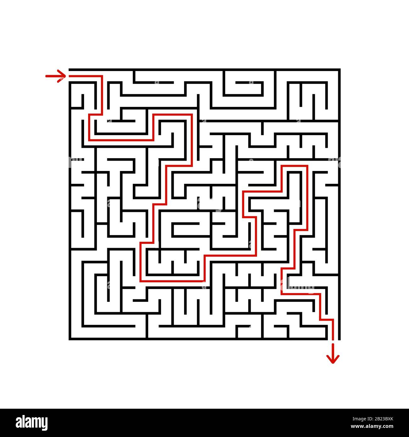Black square maze with entrance and exit. A game for children and ...