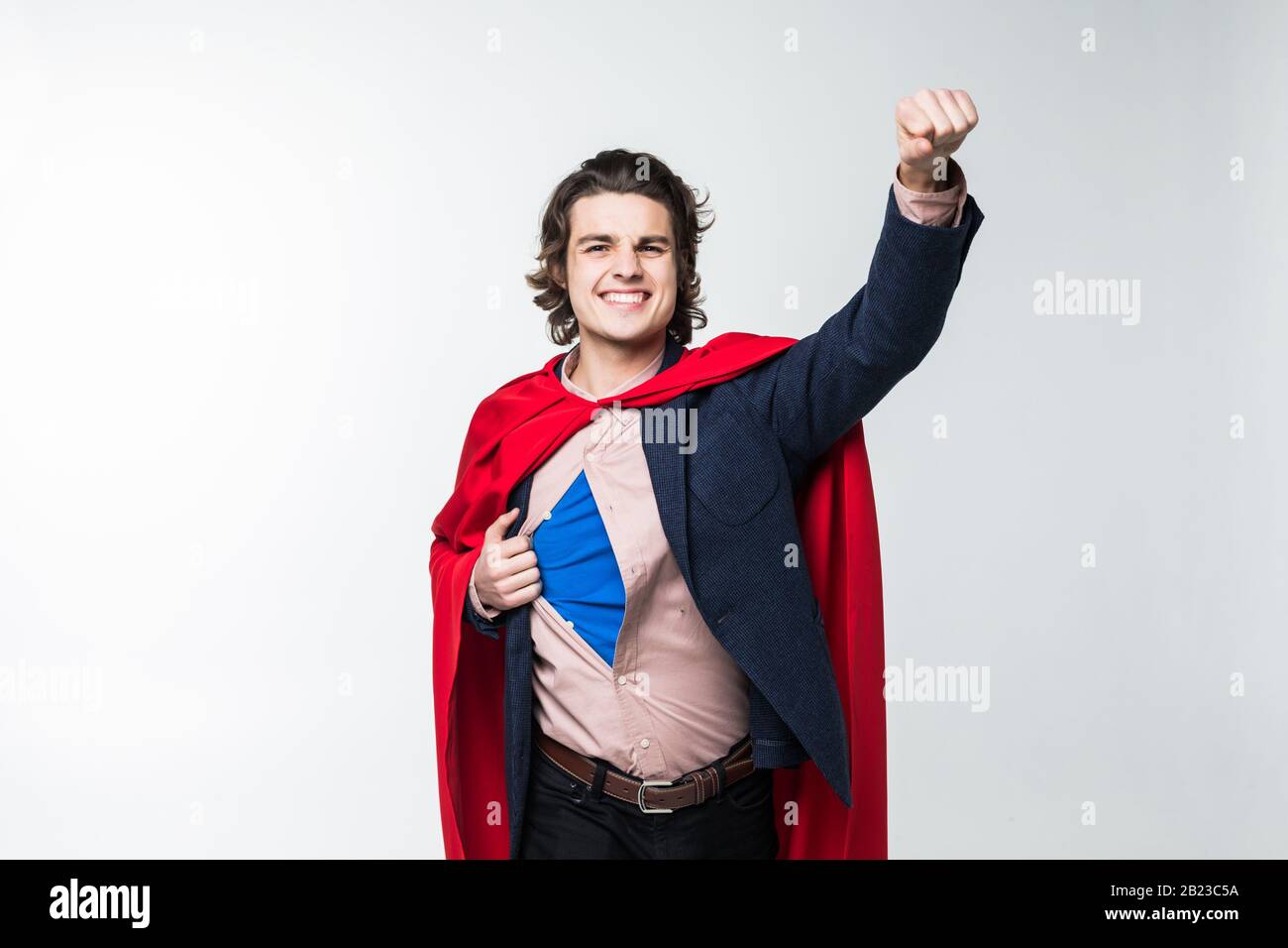 Super business man - isolated over a white background Stock Photo - Alamy
