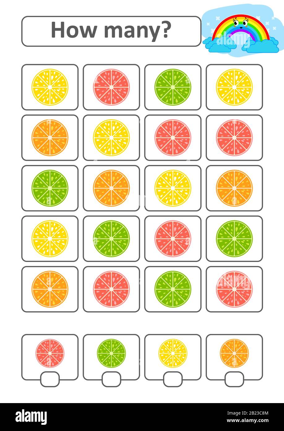 Game for preschool children. Count as many fruits in the picture and ...