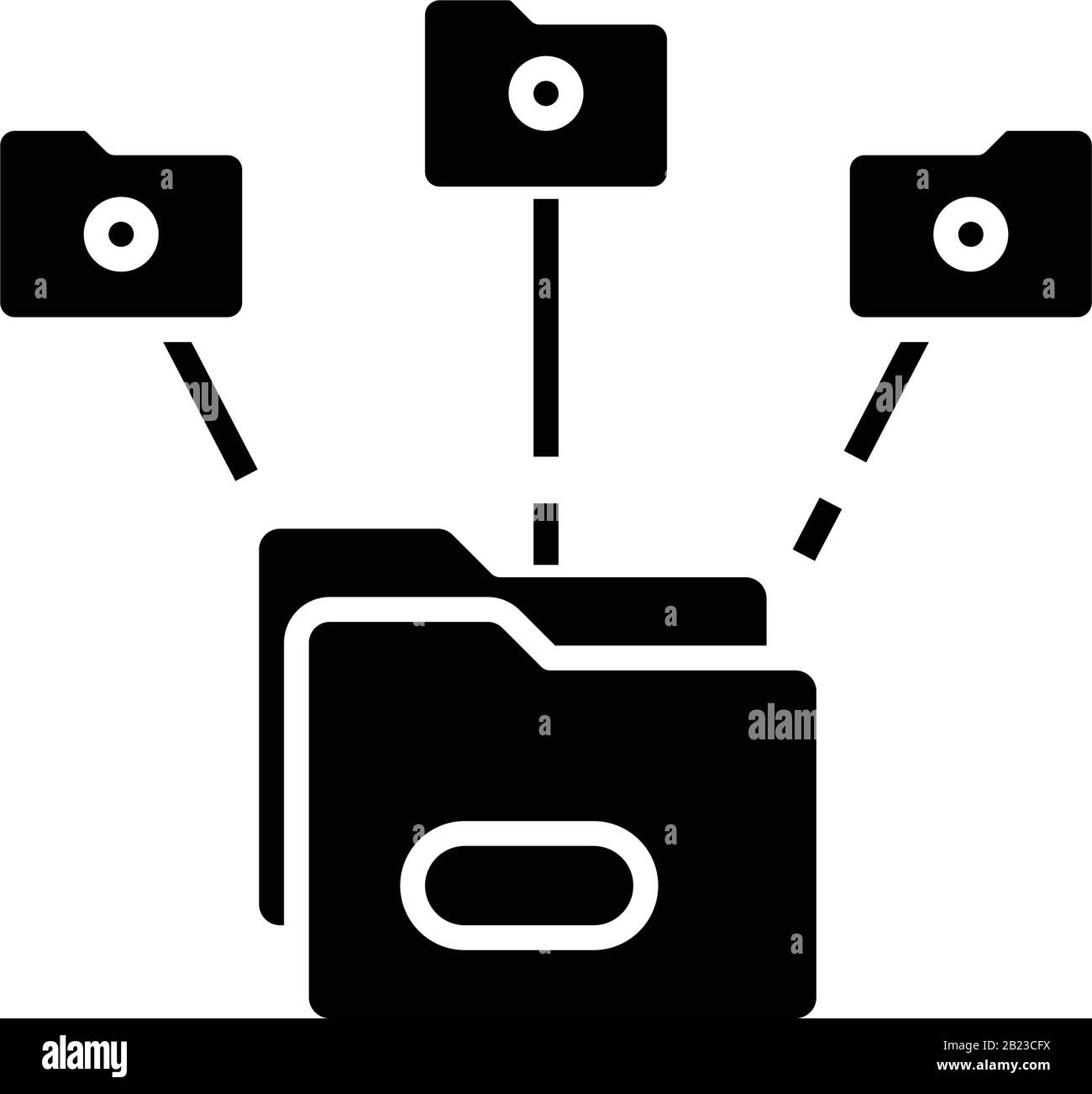 Files connection black icon, concept illustration, vector flat symbol ...