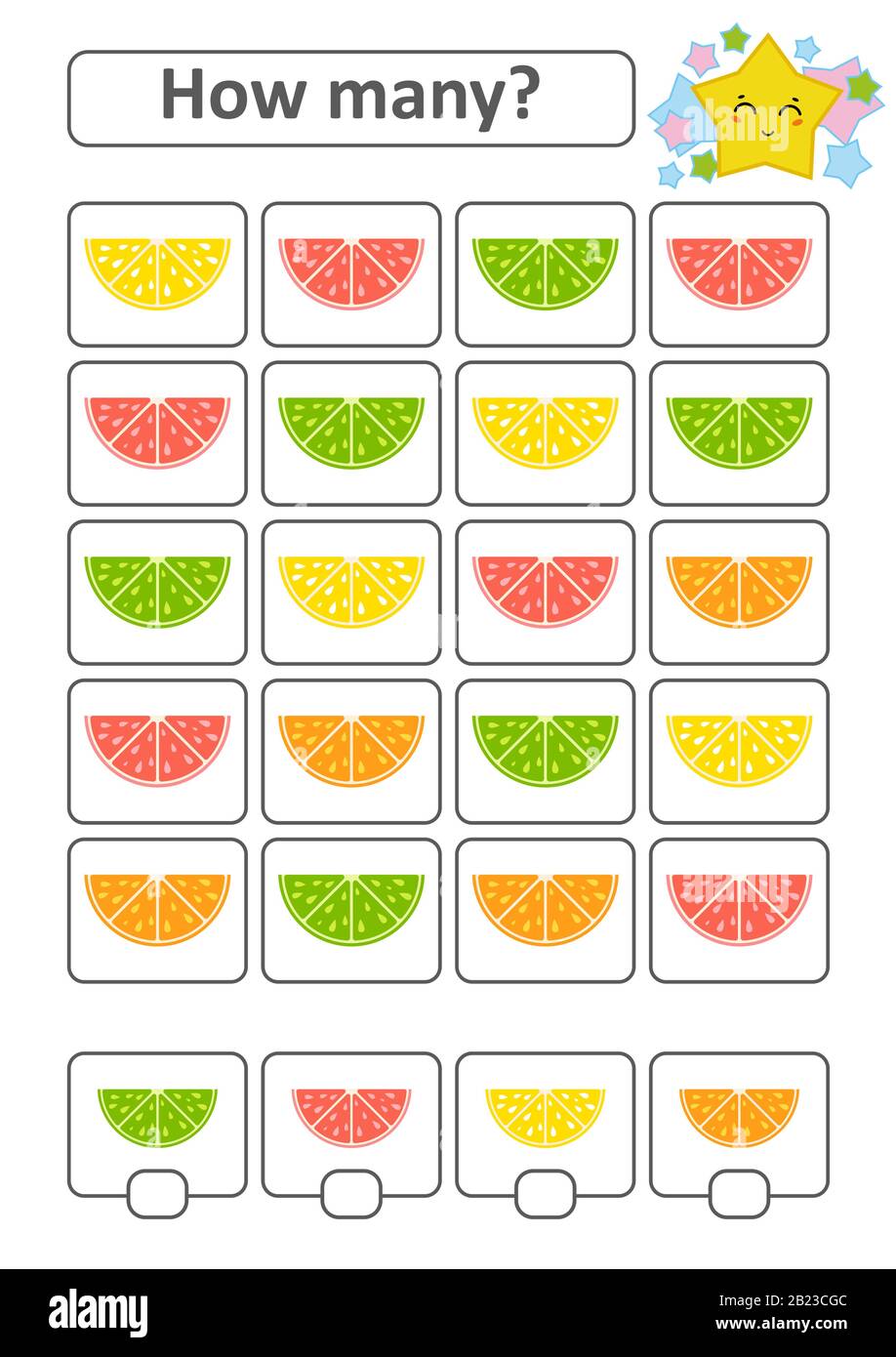 Game for preschool children. Count as many fruits in the picture and ...