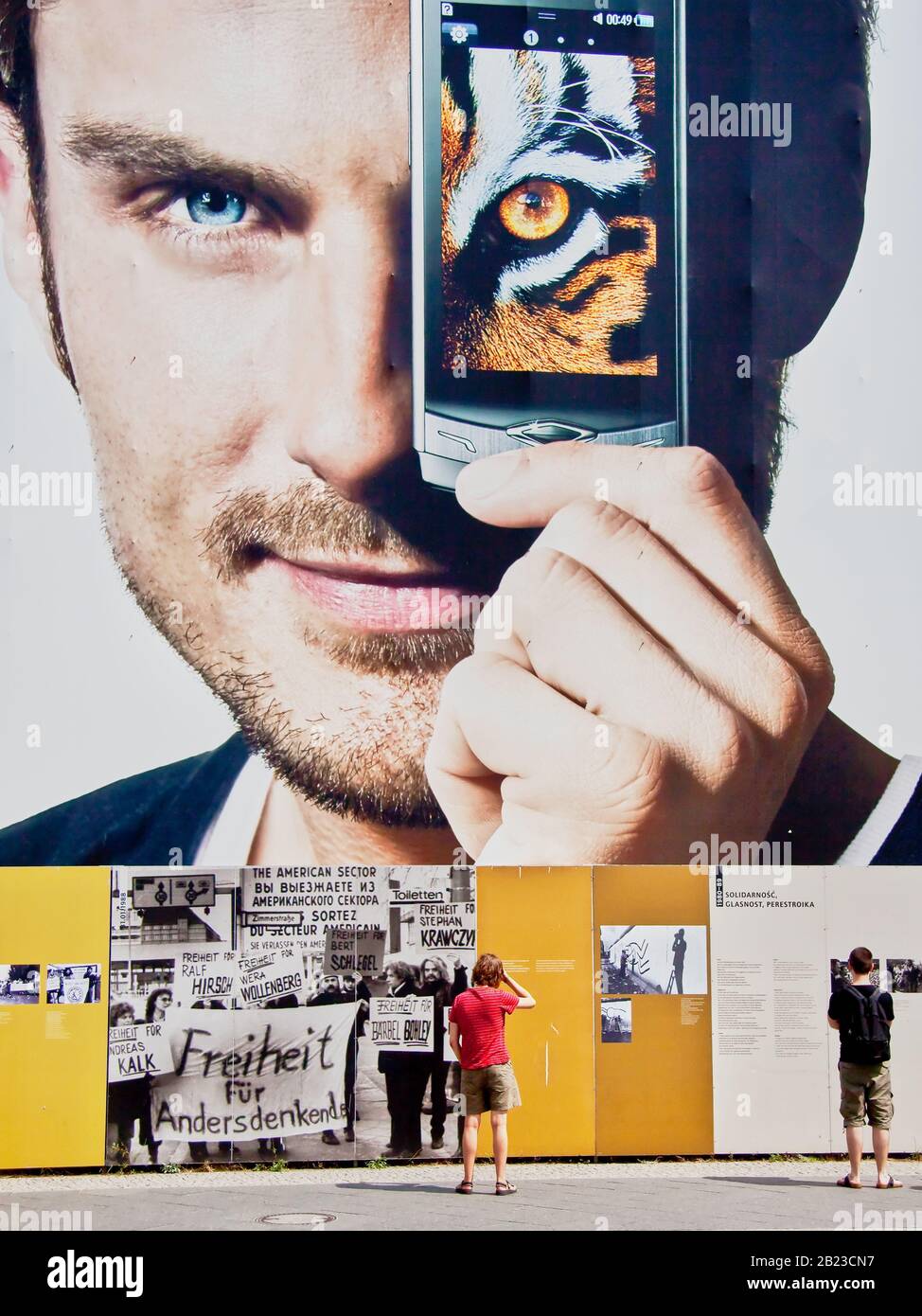 Information Wall near to Checkpoint Charlie, Berlin, Germany, with a ...