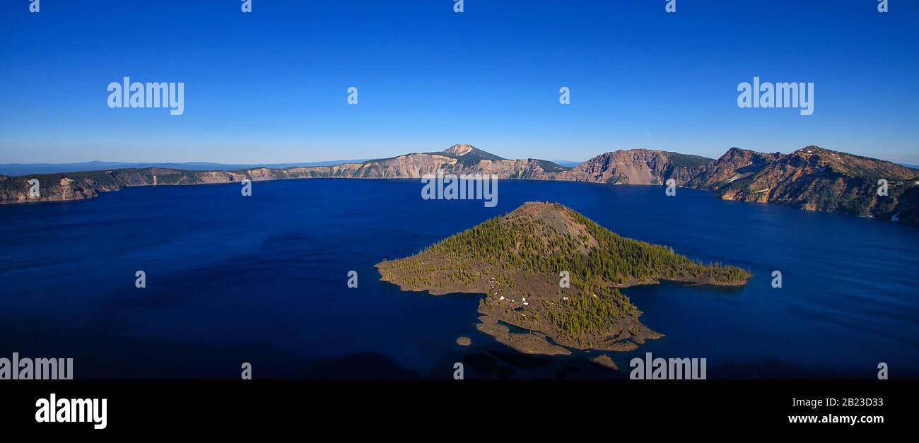 Oregon, USA: Panorama of Crater Lake National Park (Crater Lake is the ...