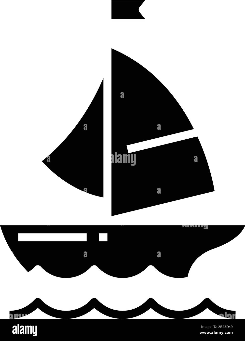 Floating boat black icon, concept illustration, vector flat symbol ...