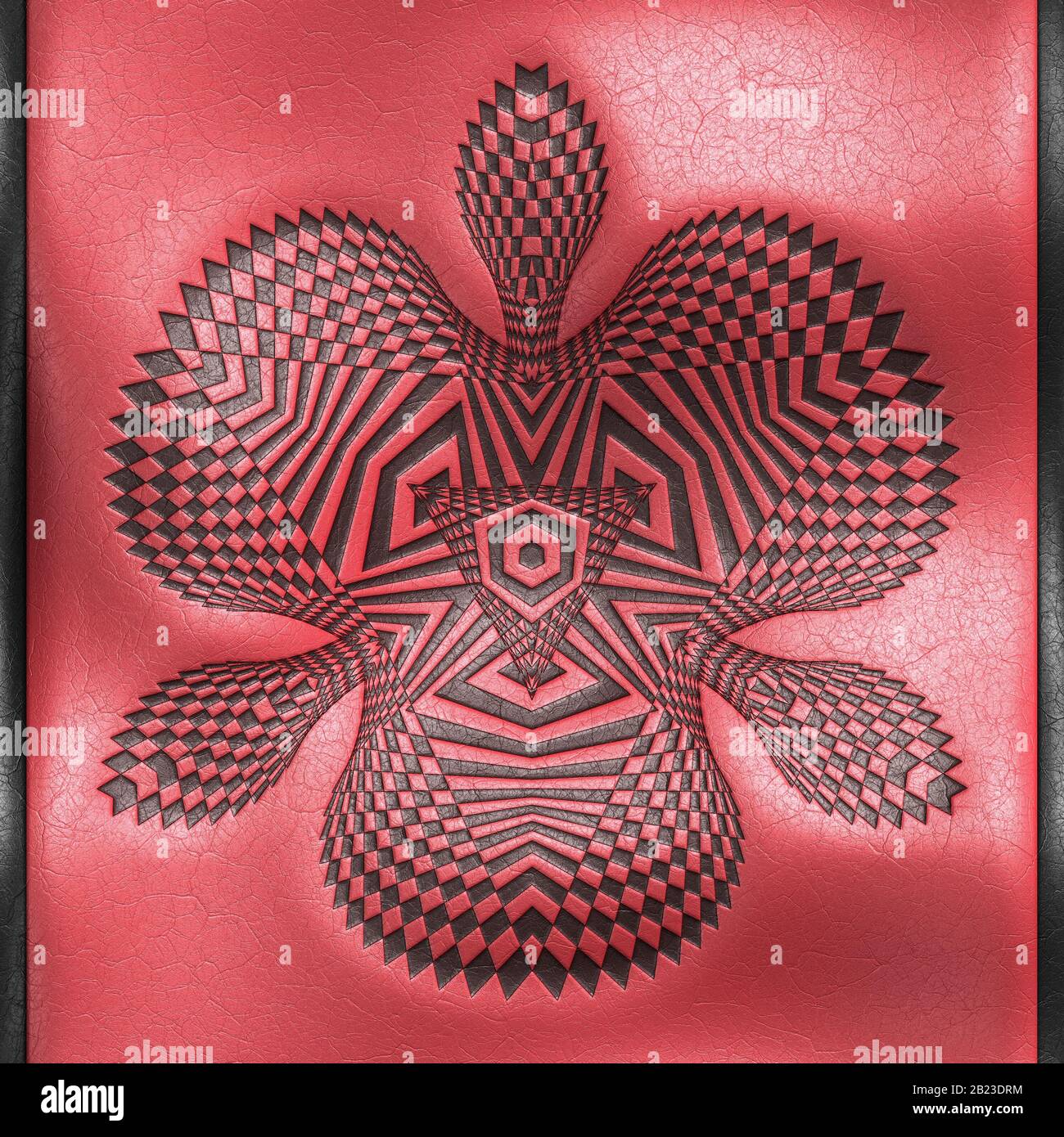 Leather tile with embossed optical illusion Stock Photo - Alamy