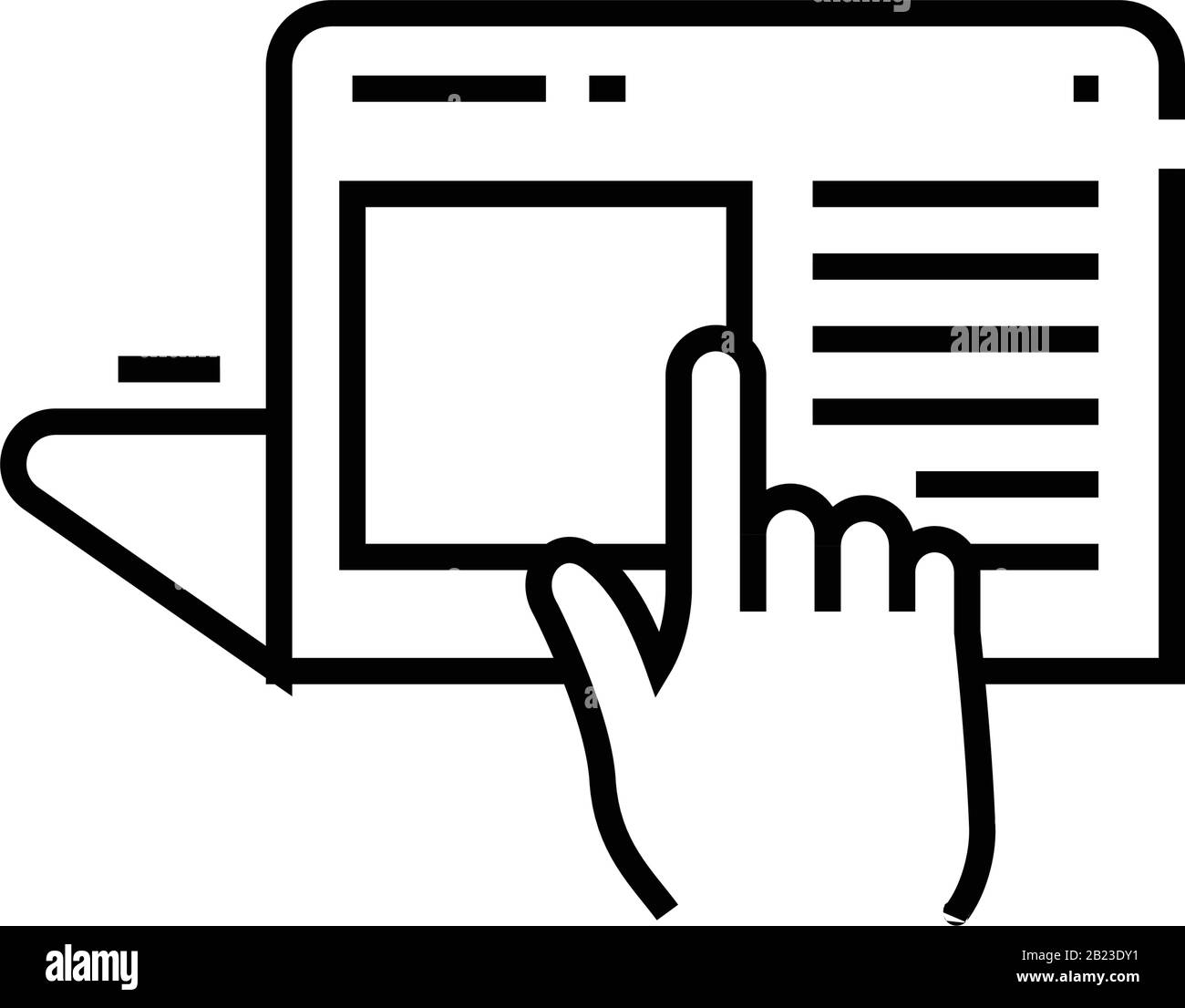 Pushing Buttom Line Icon Concept Sign Outline Vector Illustration Linear Symbol Stock Vector