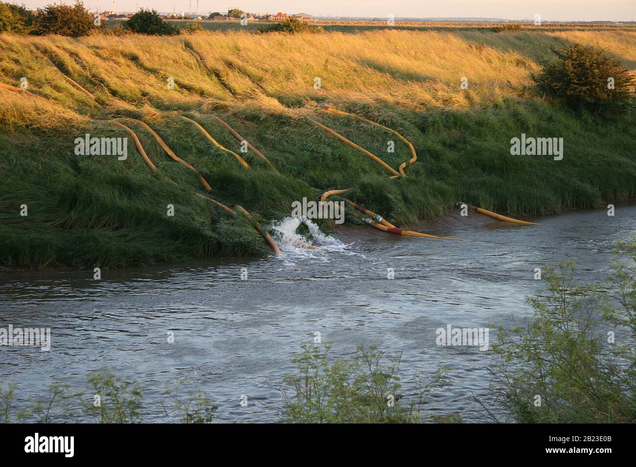 flooded area, High volume pumping equipment Stock Photo - Alamy