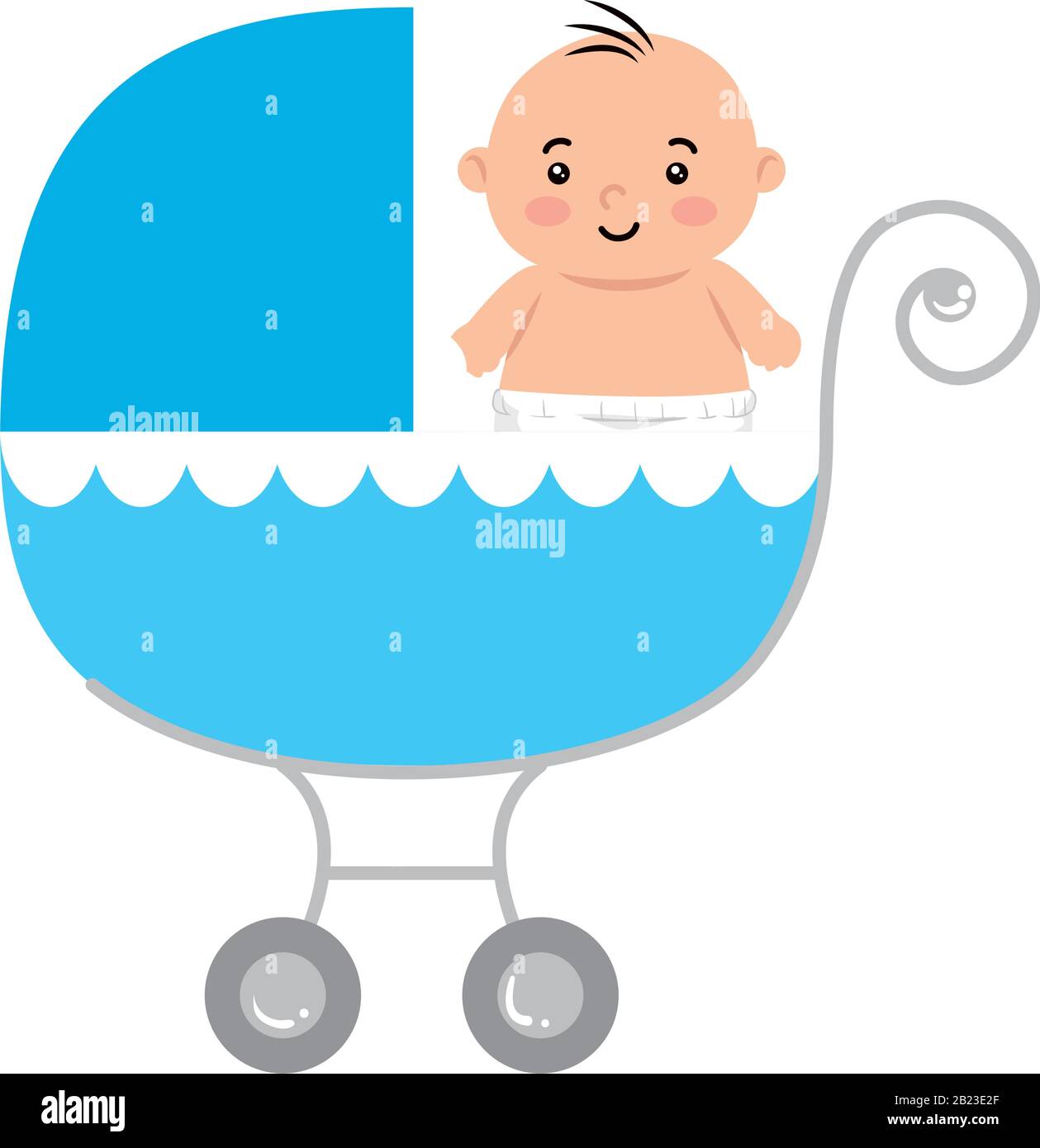 cute little boy in baby cart transportation Stock Vector Image & Art ...