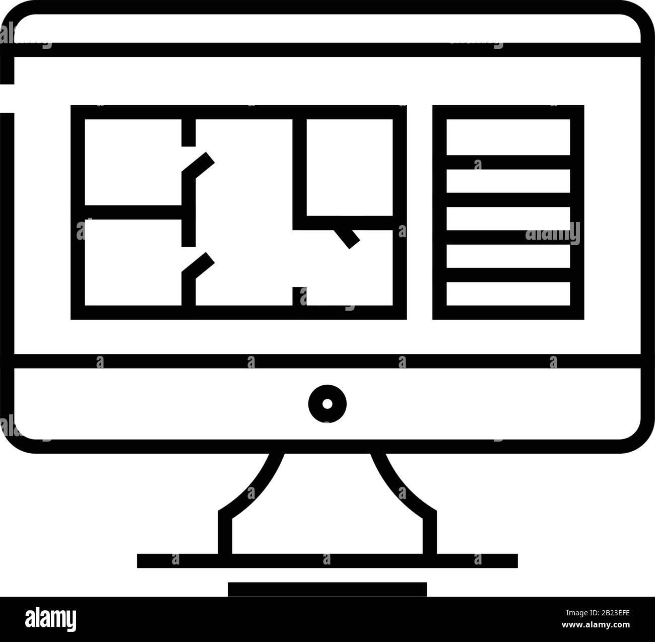 Planning flat line icon, concept sign, outline vector illustration ...