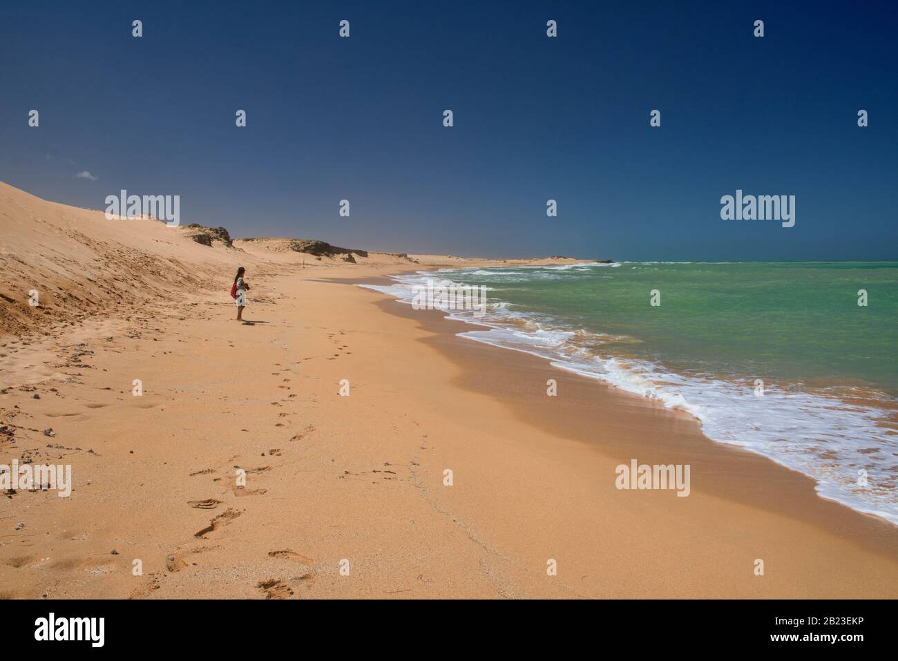 Caribbean meets the desert at Taroa Beach, Punta Gallinas, northern tip ...