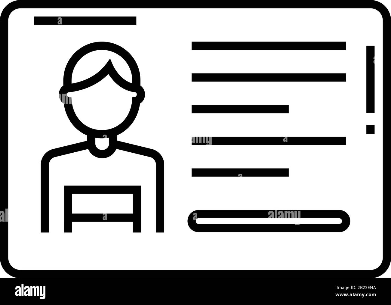 Permission card line icon, concept sign, outline vector illustration ...