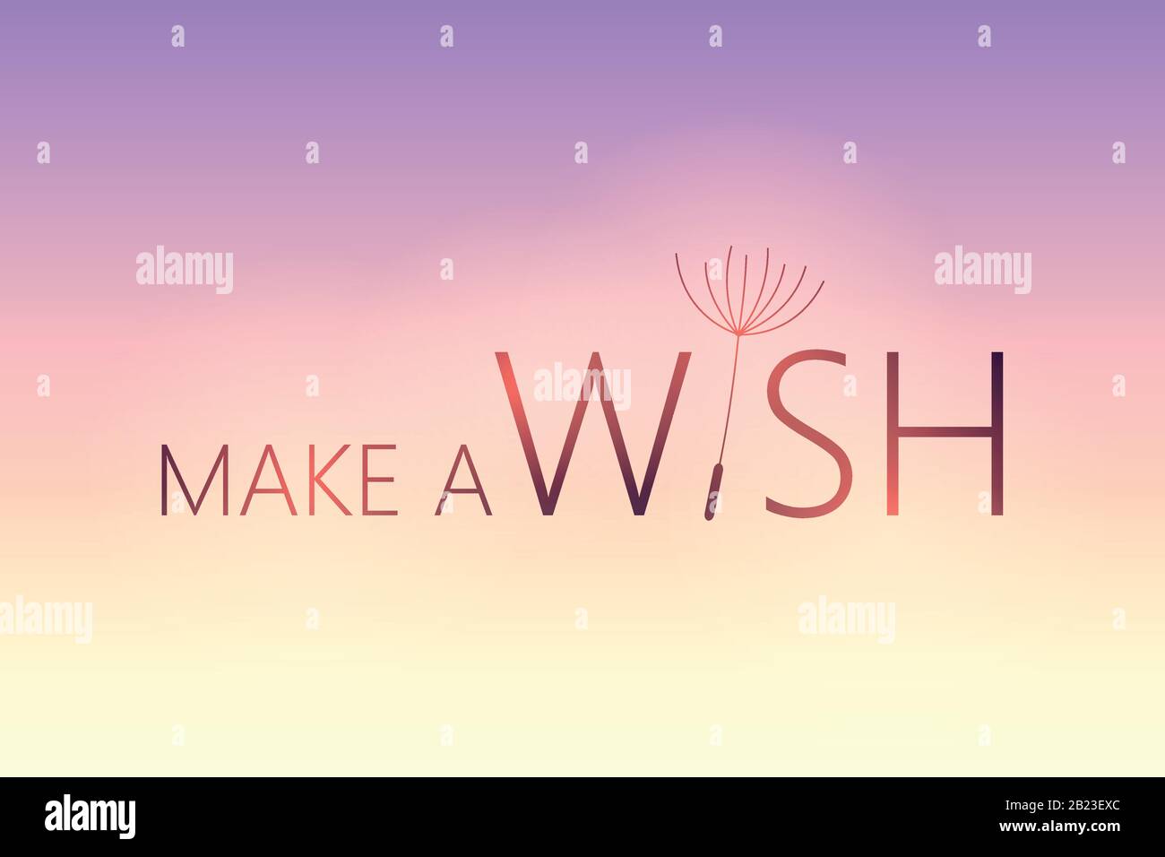 make a wish typography with dandelion on white background vector ...