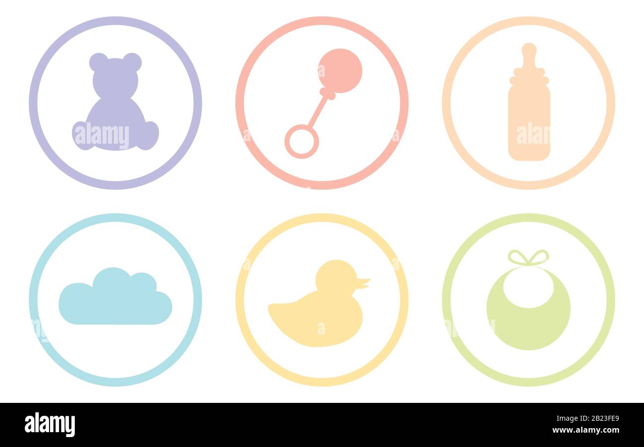 baby symbol icon isolated on white background teddy rattle bottle bib ...