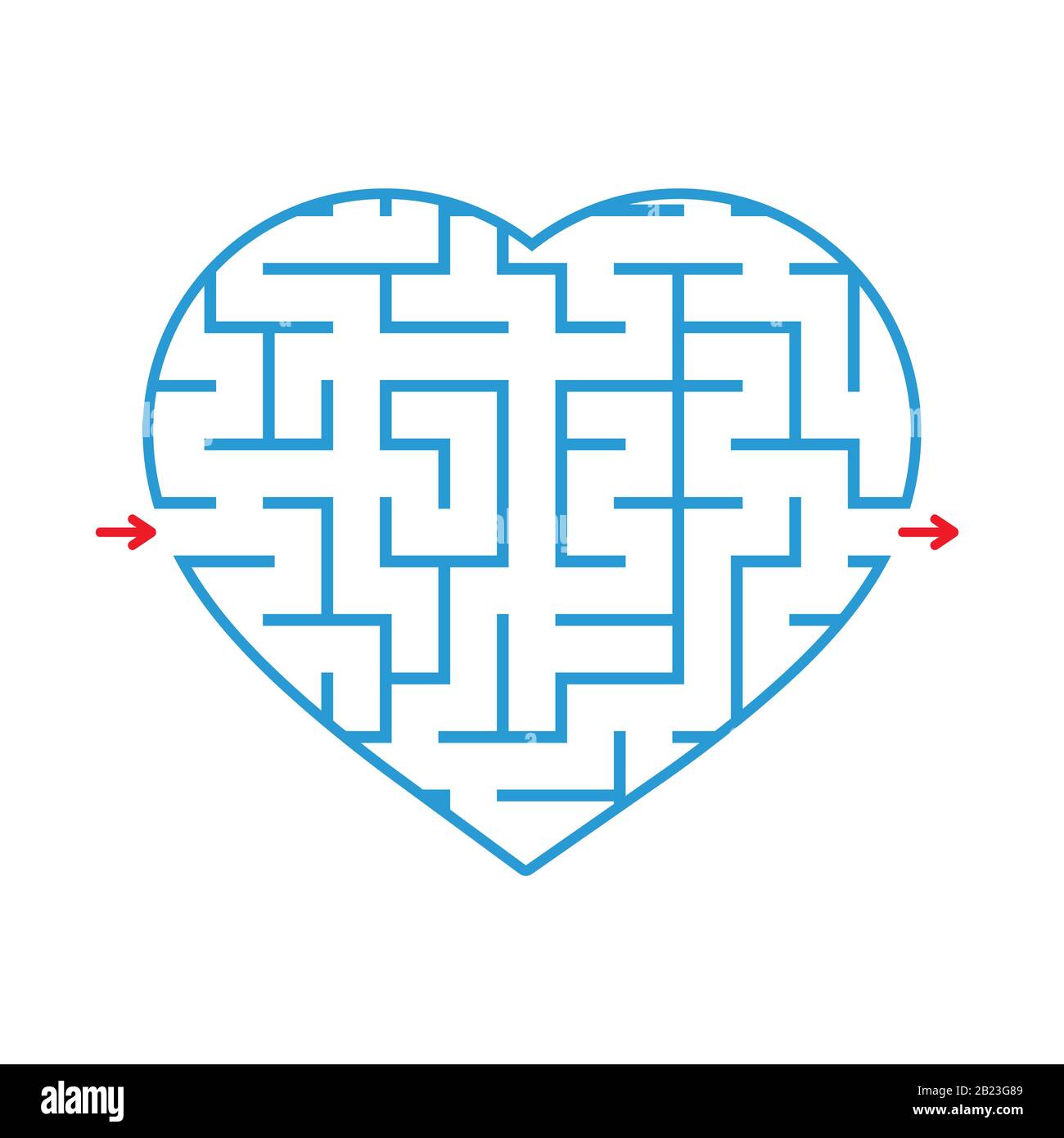 Labyrinth heart. A simple flat vector illustration isolated on a red ...