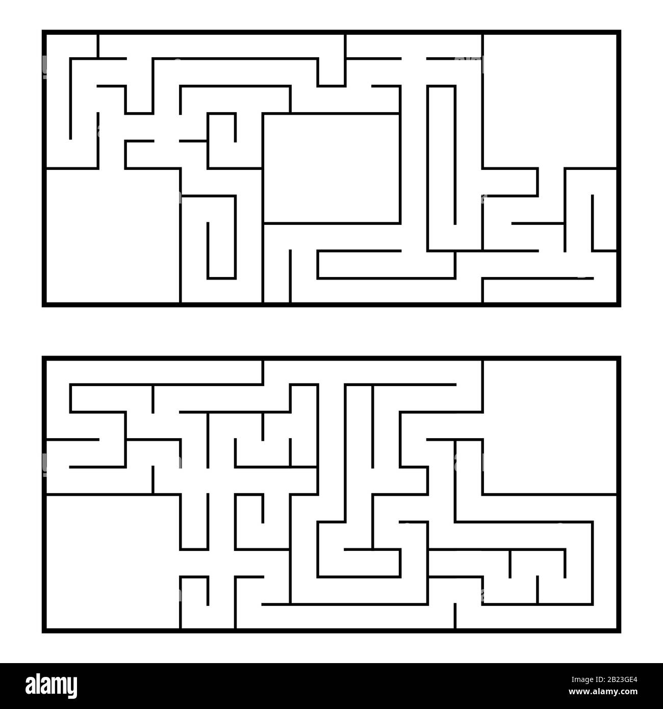 A set of two rectangular labyrinths. Simple flat vector illustration isolated on white ...