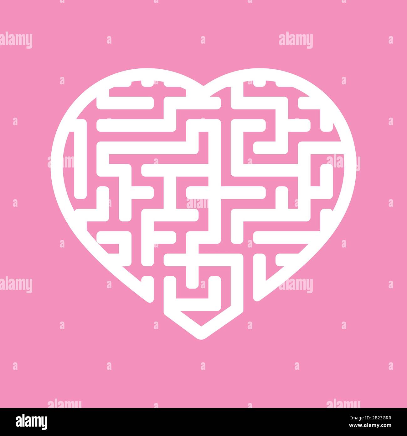 Labyrinth heart. A simple flat vector illustration isolated on a pink ...