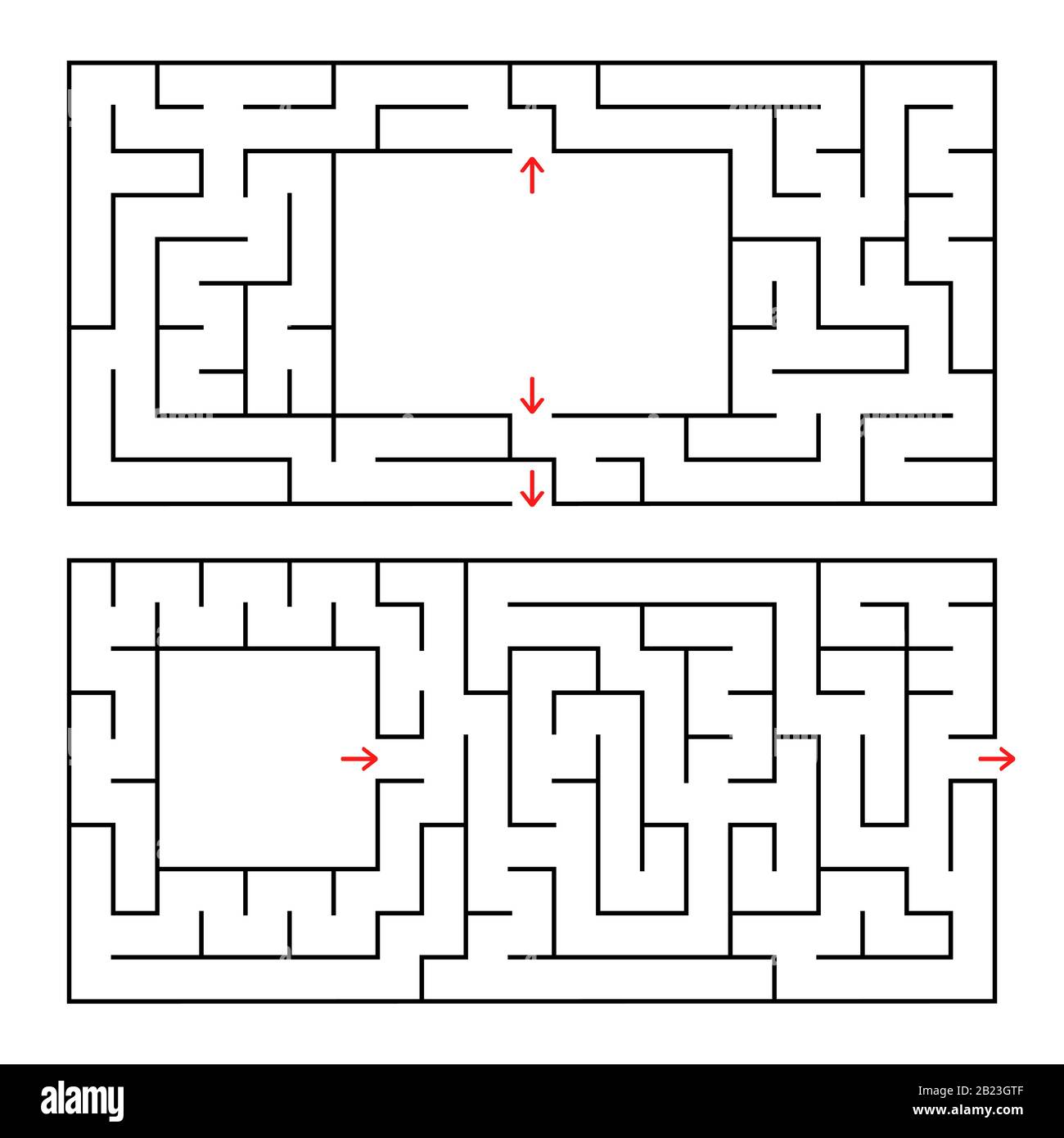 A set of two rectangular labyrinths. Simple flat vector illustration isolated on white ...