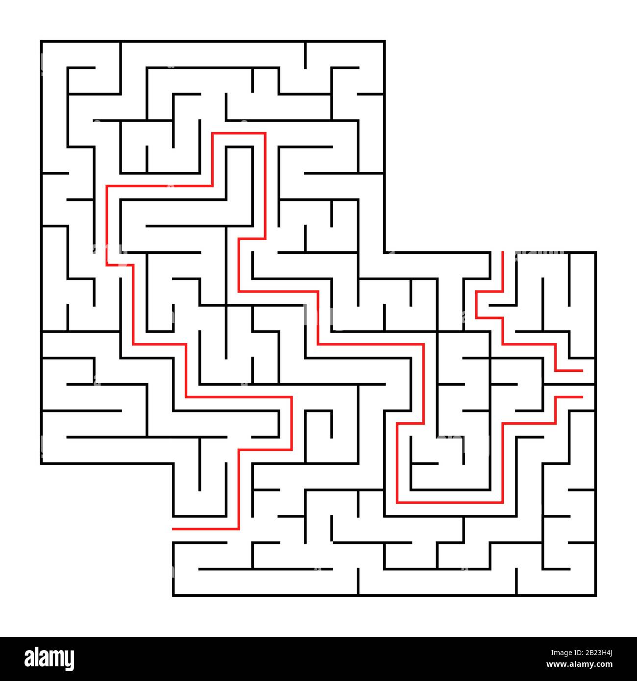 A square labyrinth with an entrance and an exit. Simple flat vector ...