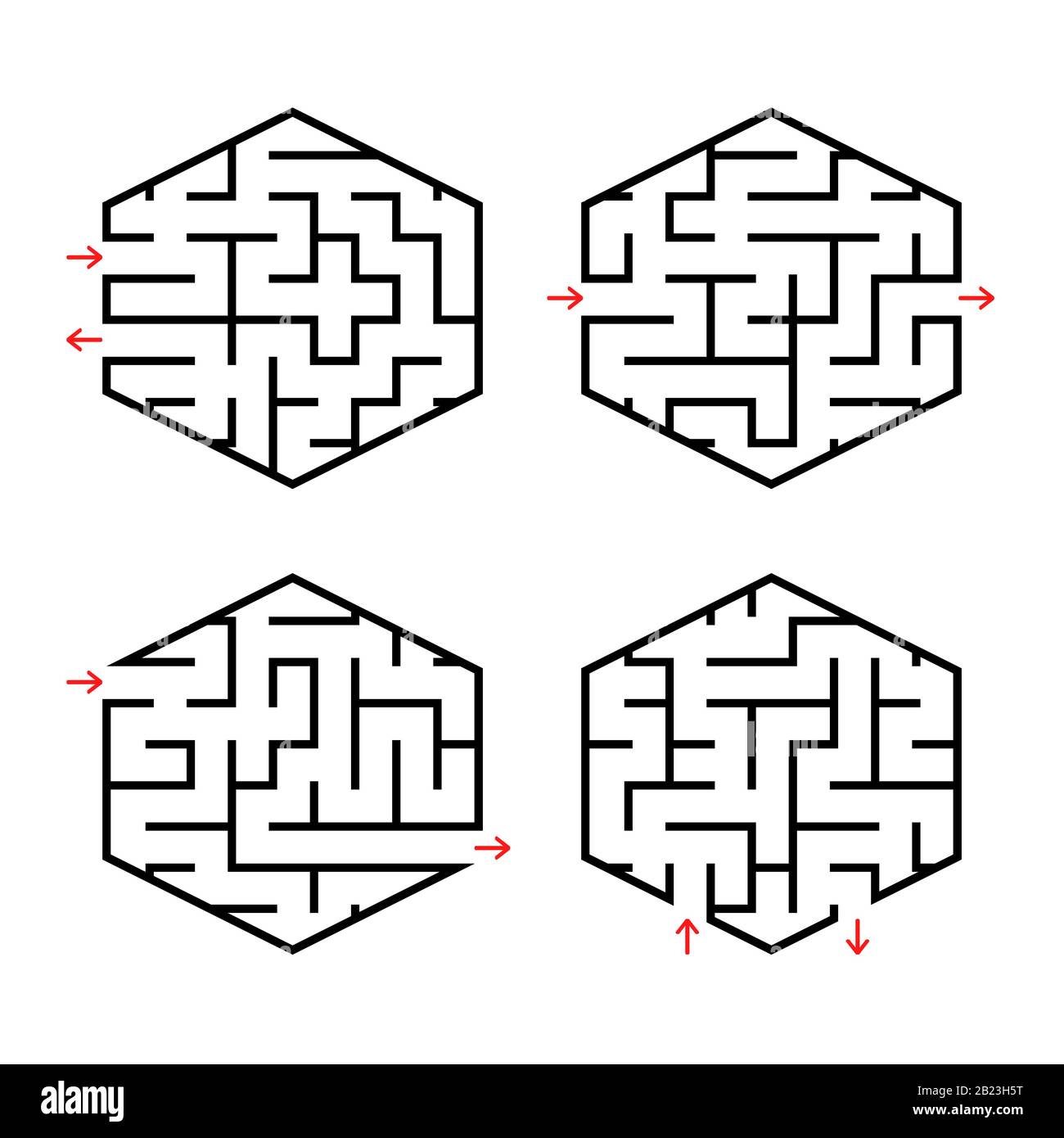 A set of abstract labyrinths for children. Simple flat vector illustration isolated on white ...