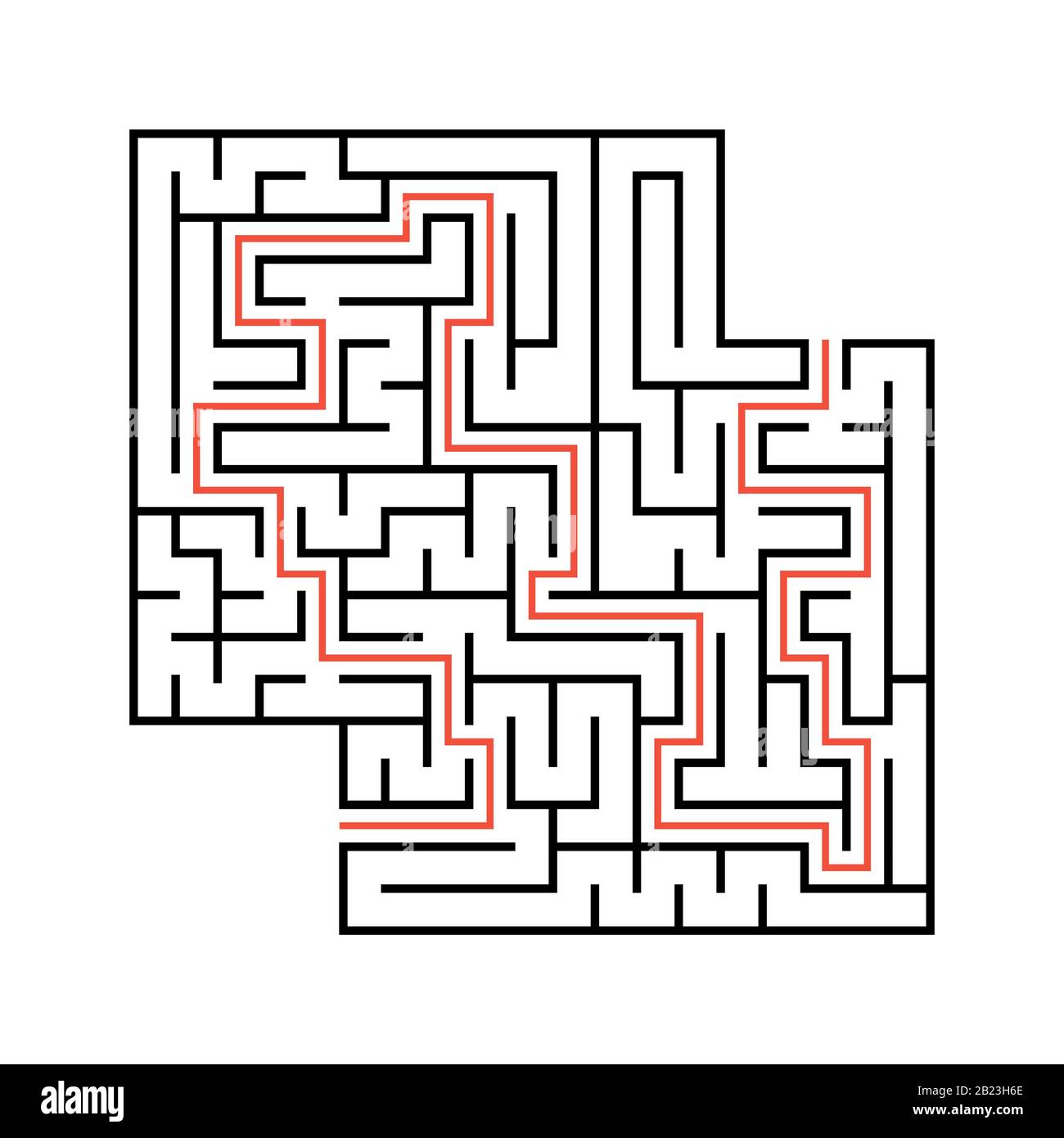 Abstract square maze with entrance and exit. Simple flat vector ...