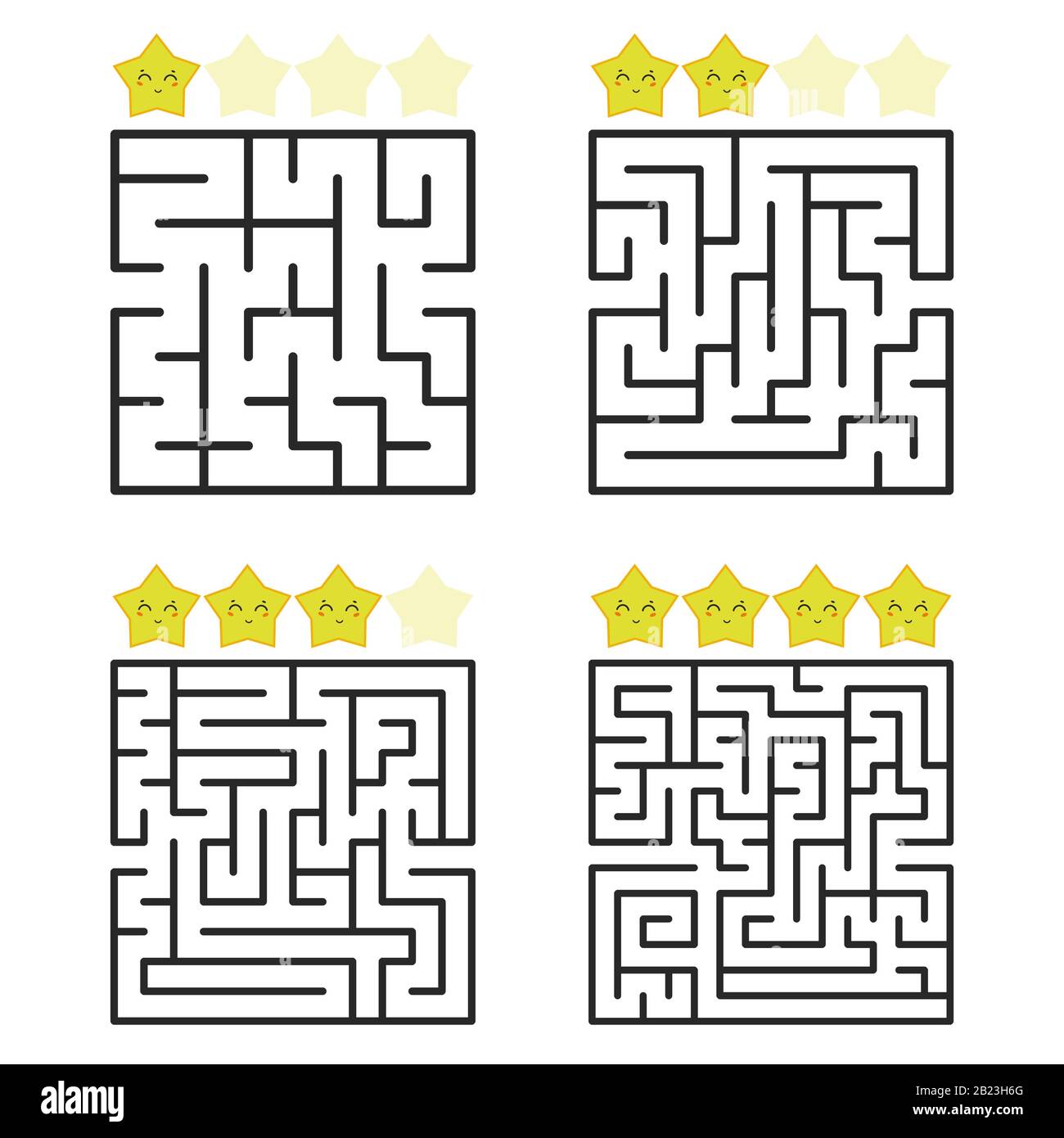 A square labyrinth with an entrance and an exit. A set of four options ...