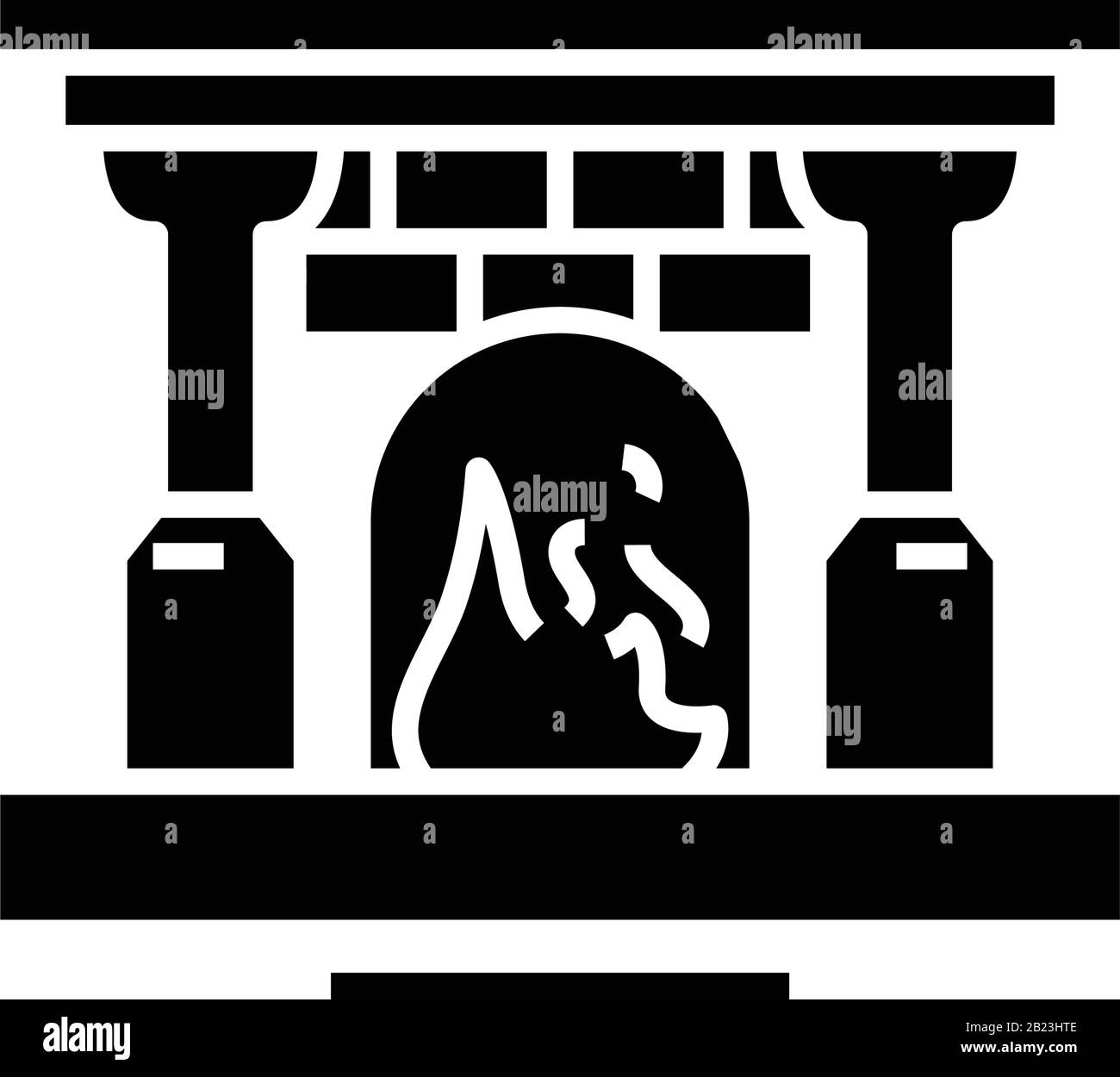 Fireplace black icon, concept illustration, vector flat symbol, glyph ...