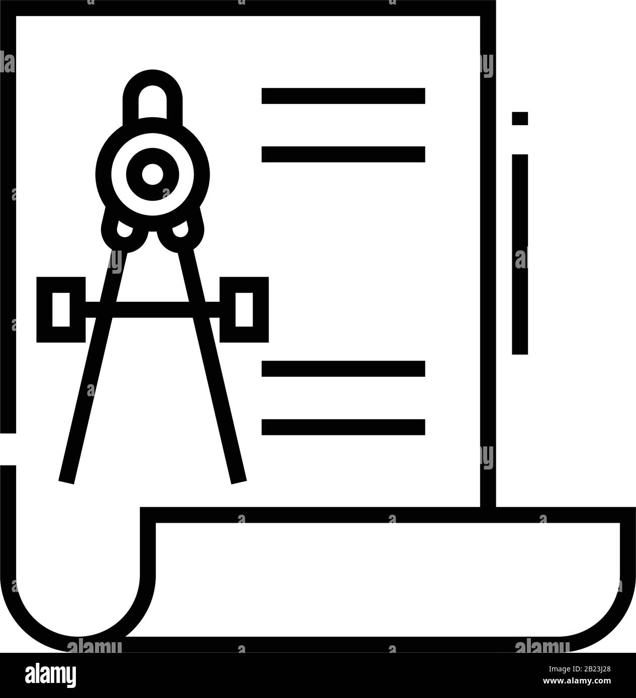 Planning design line icon, concept sign, outline vector illustration ...