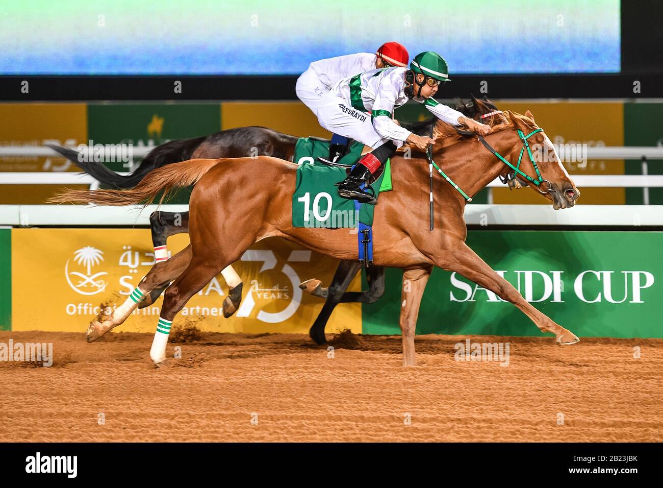 Riyadh, Saudi Arabia. 29th February 2020. A victory for Saudi jockey ...