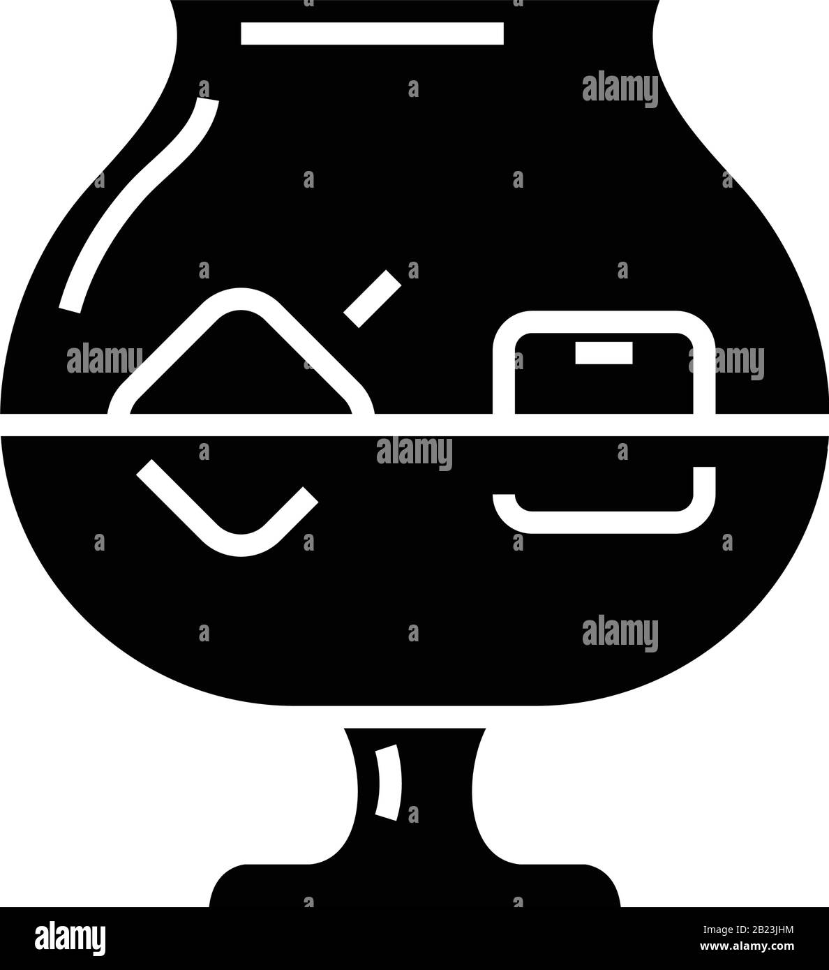 Glass with ice black icon, concept illustration, vector flat symbol ...