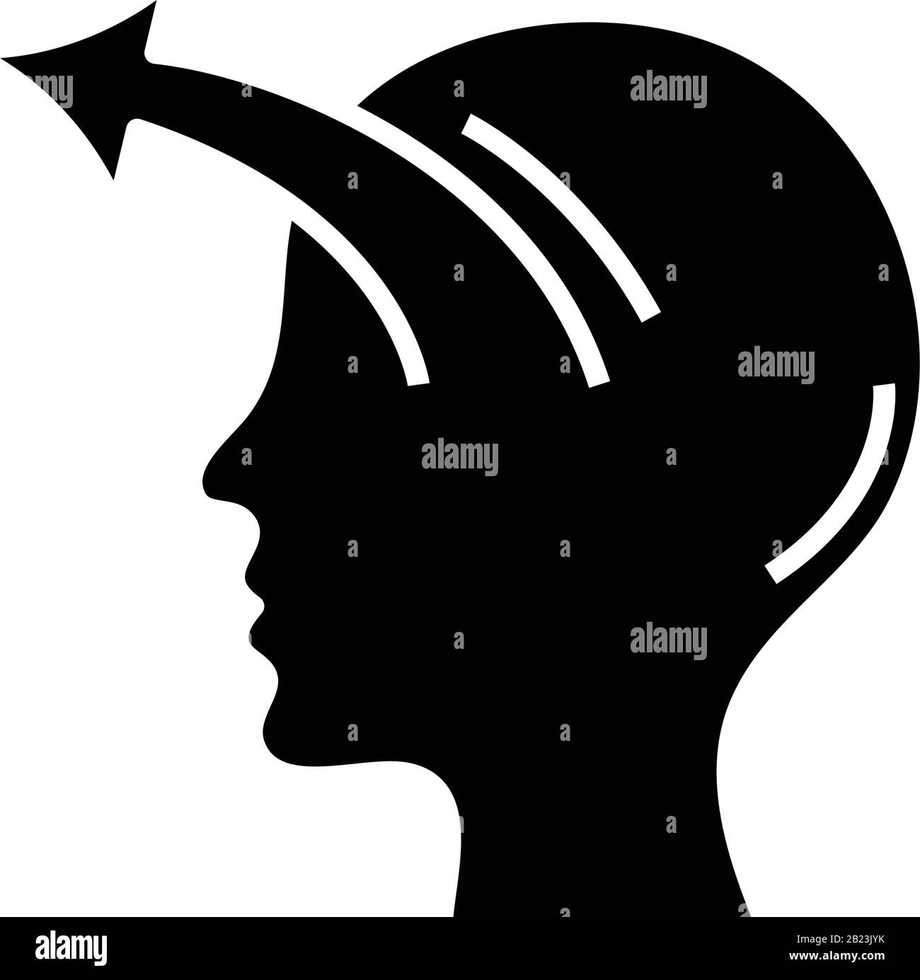 Focused mind black icon, concept illustration, vector flat symbol ...