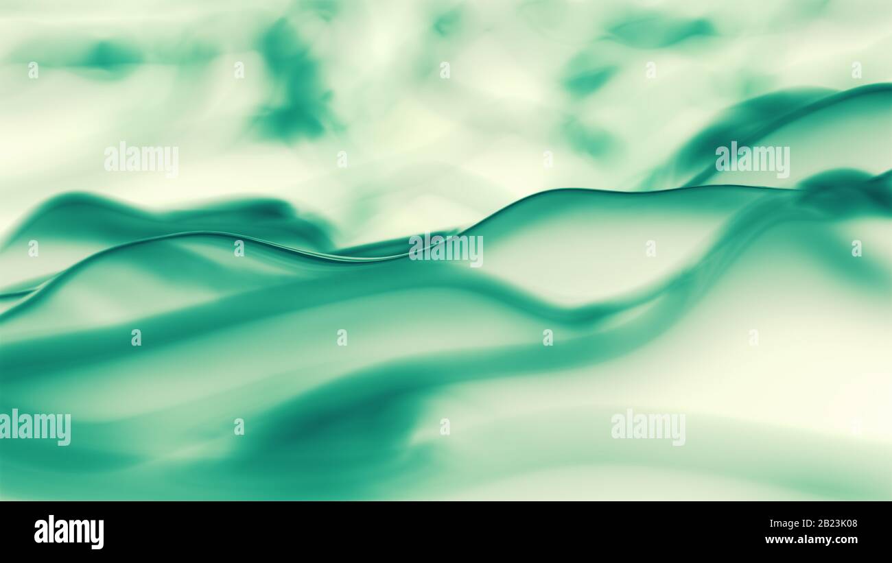 Abstract Liquid background with green water curved lines on white Stock ...