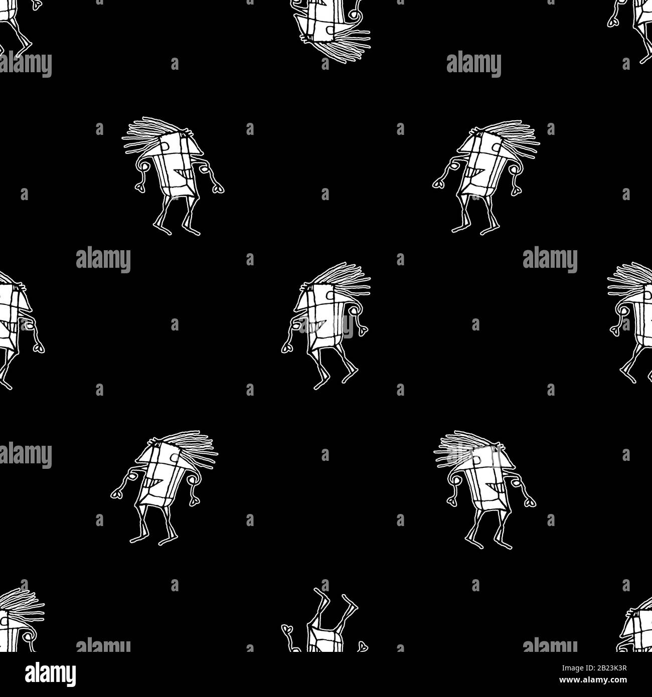 Conversational seamless pattern design fantasy sketchy character motif ...