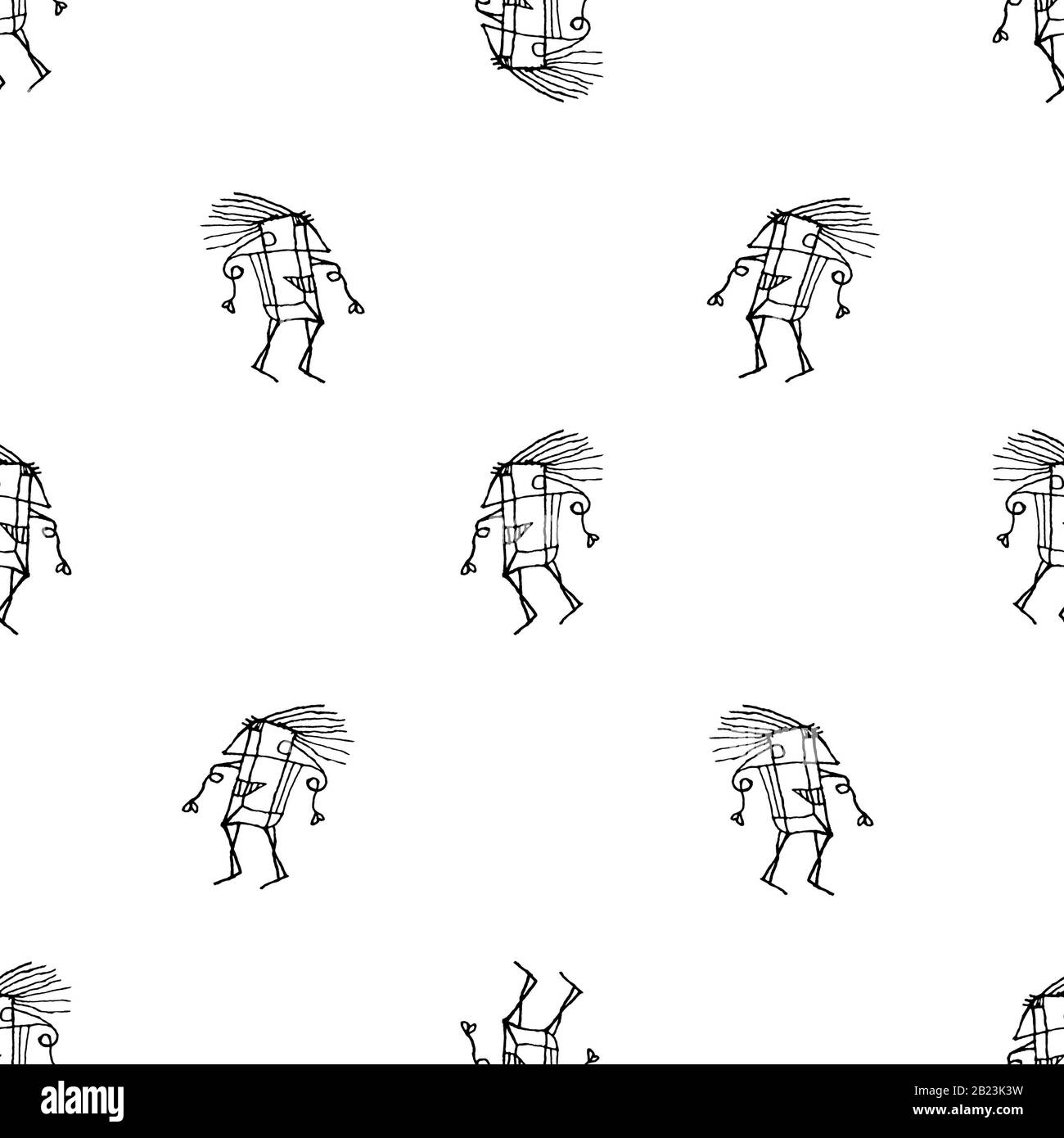 Conversational seamless pattern design fantasy sketchy character motif ...