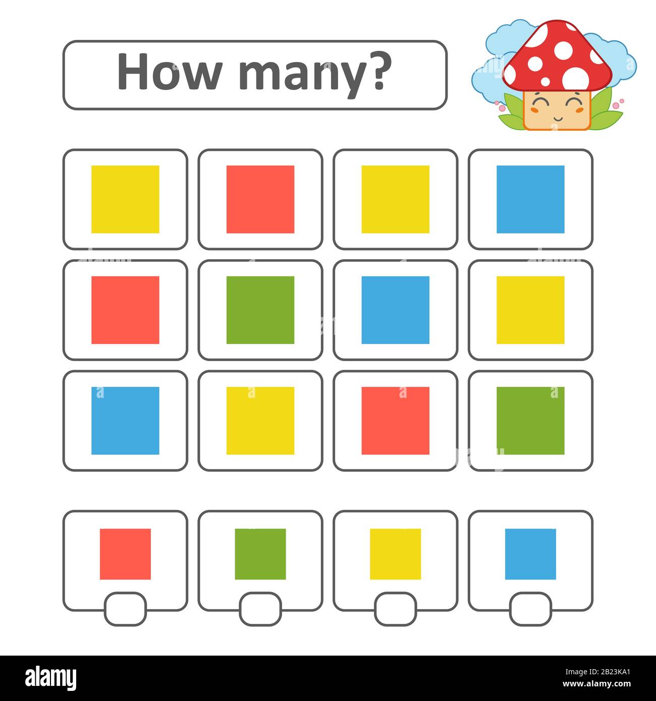 Counting game for preschool children. Count as many squares in the ...