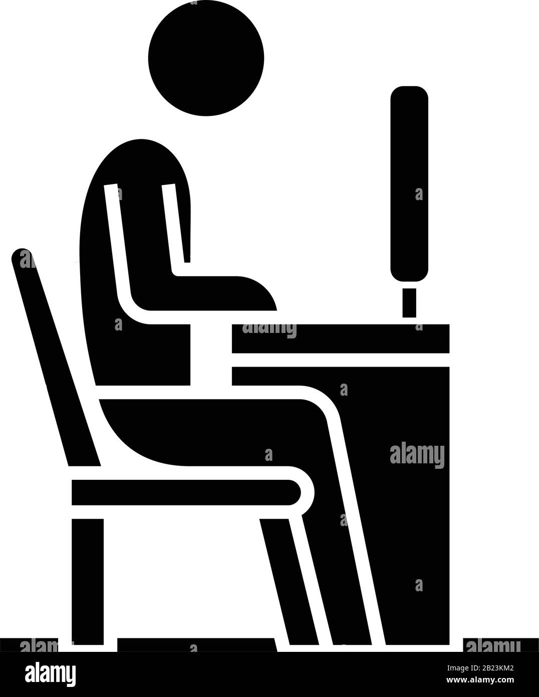 Freelancer at work black icon, concept illustration, vector flat symbol ...