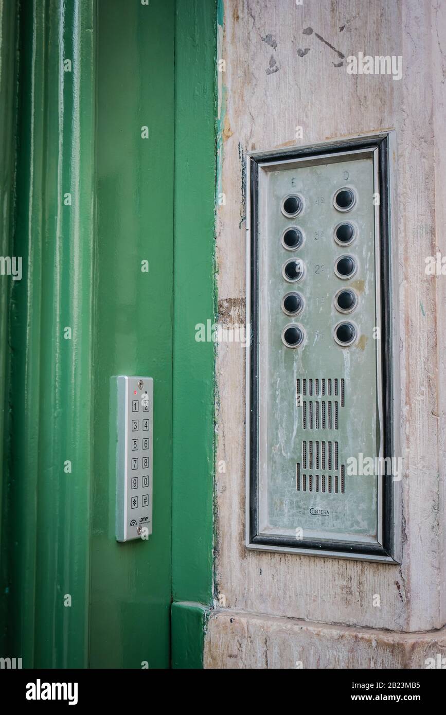 old portuguese building door bell Stock Photo - Alamy