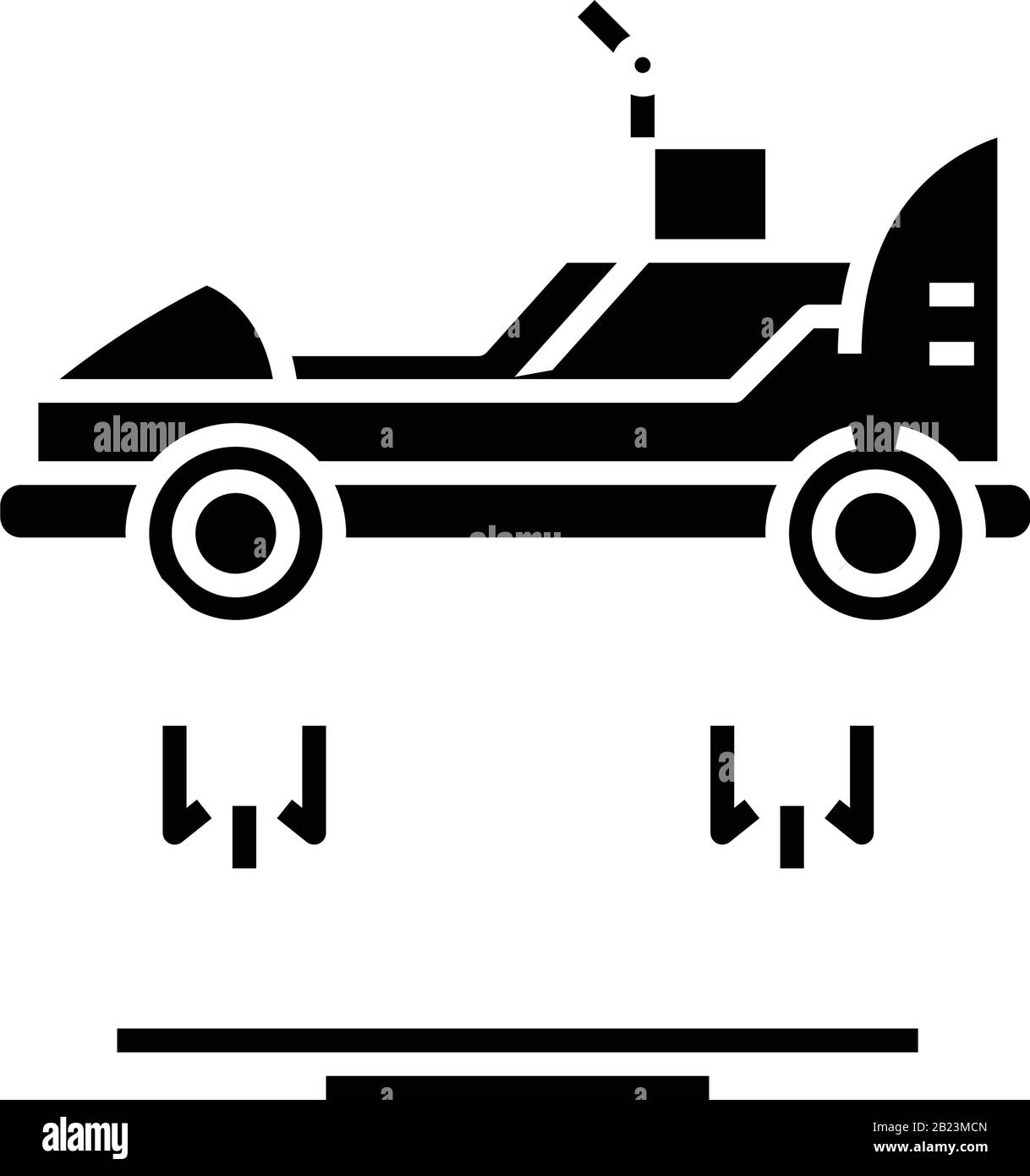 Flying car black icon, concept illustration, vector flat symbol, glyph ...