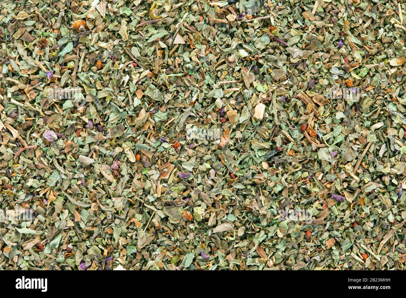 Ground dried Basil (Sweet Basil) texture, full frame background. Used ...