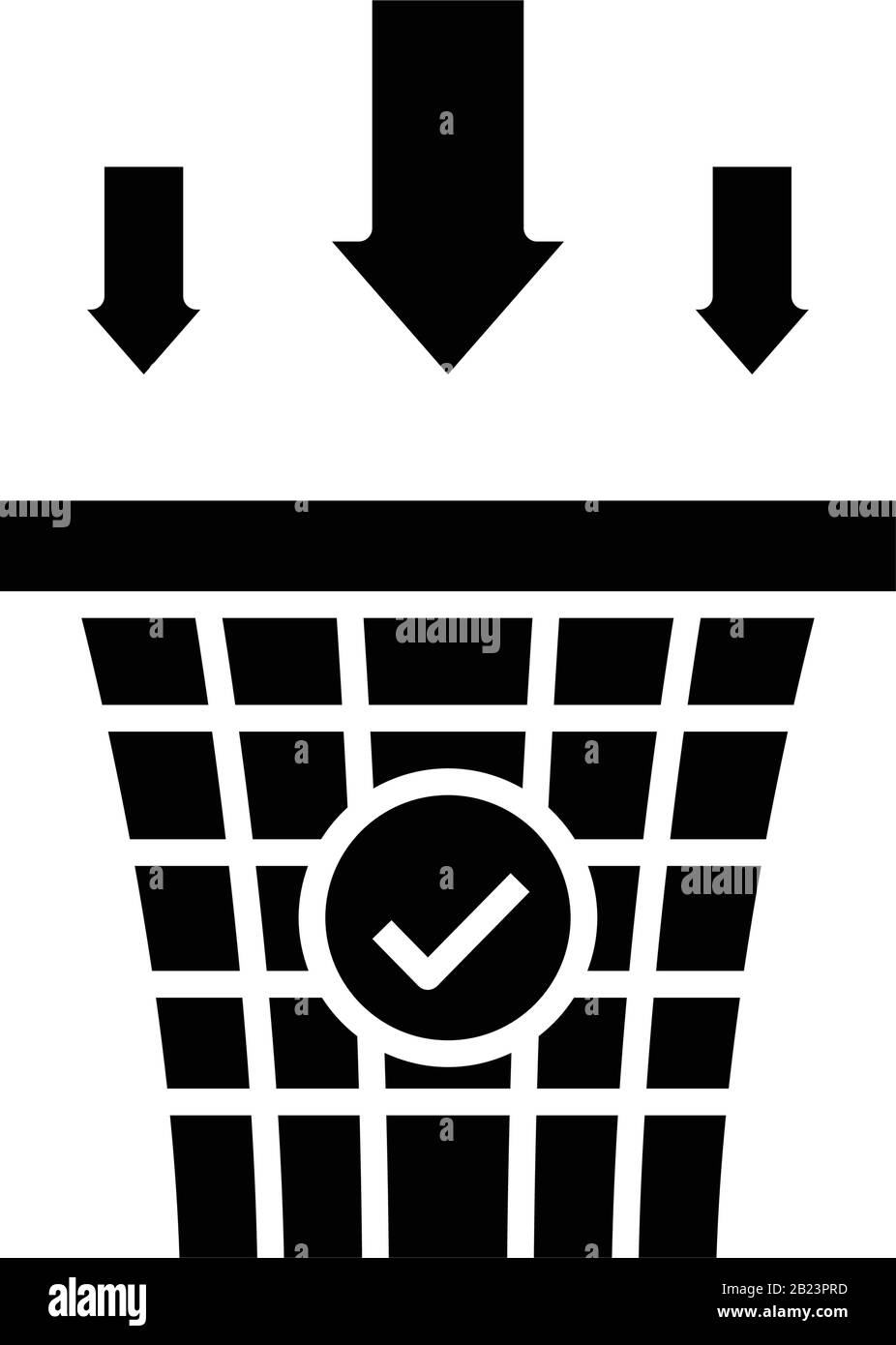 Garbage box black icon, concept illustration, vector flat symbol, glyph ...